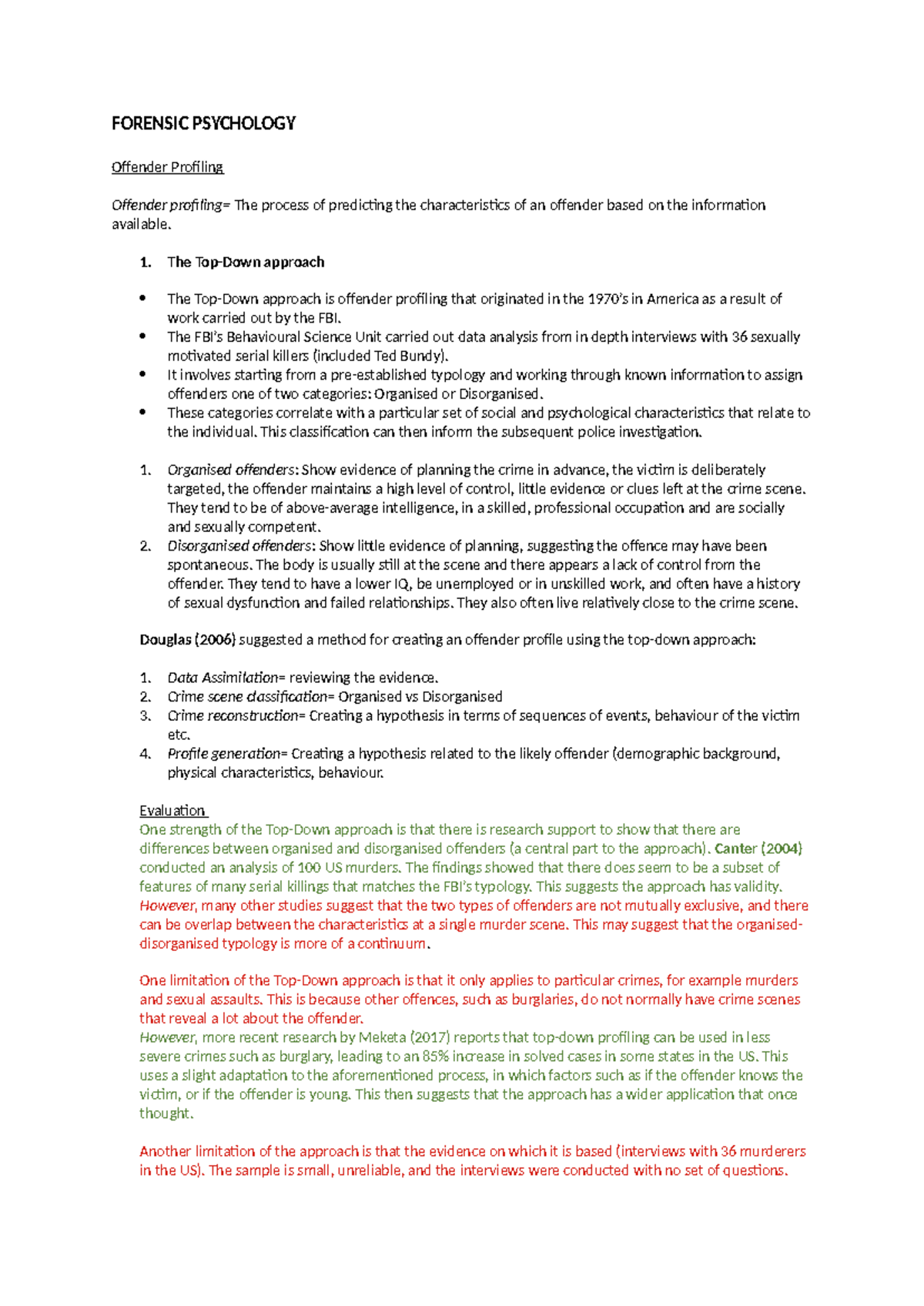 Forensic Psychology - FORENSIC PSYCHOLOGY Offender Profiling Offender ...