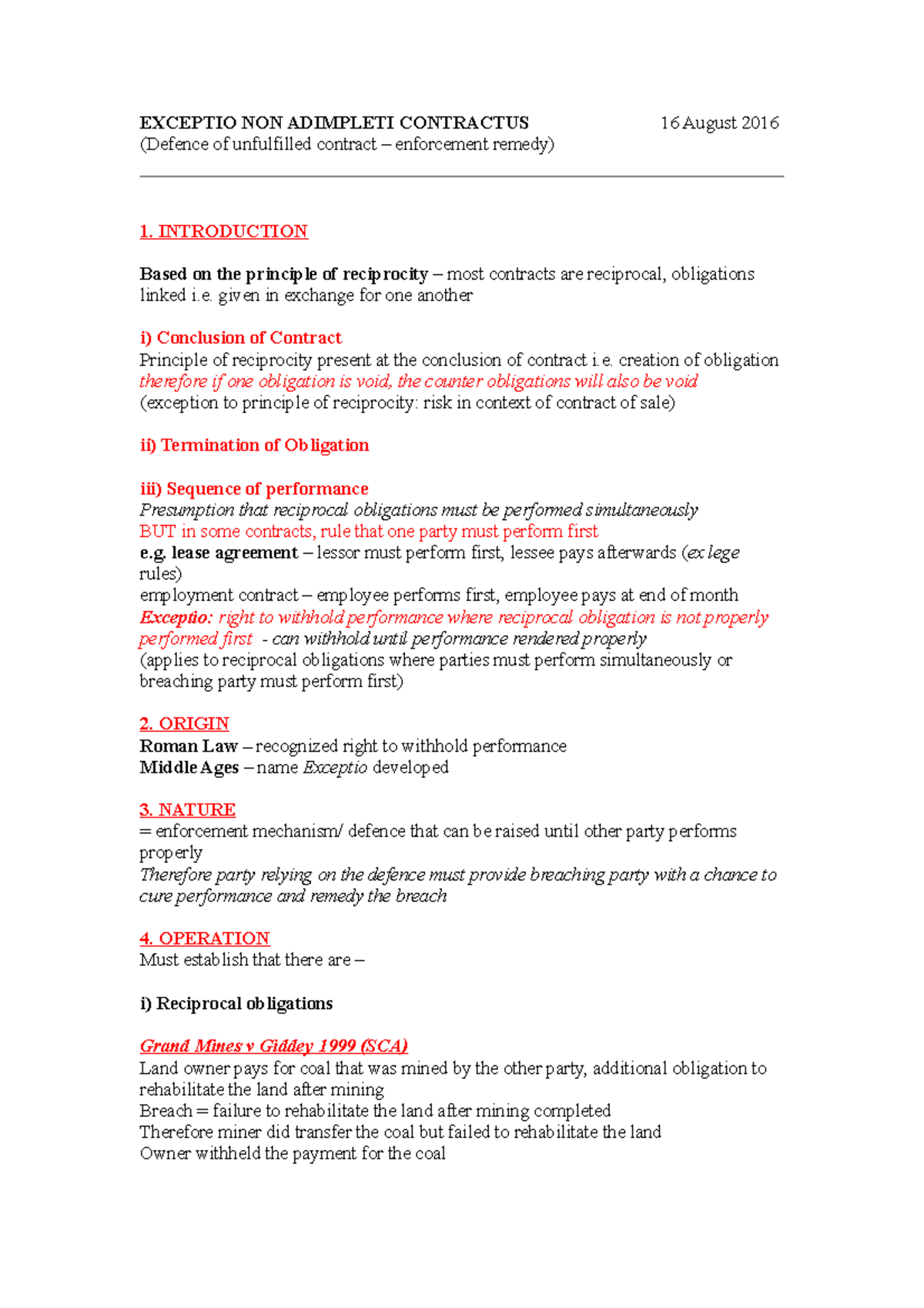 Exceptio Non Adimpleti Contractus (ENAC) - EXCEPTIO NON ADIMPLETI ...