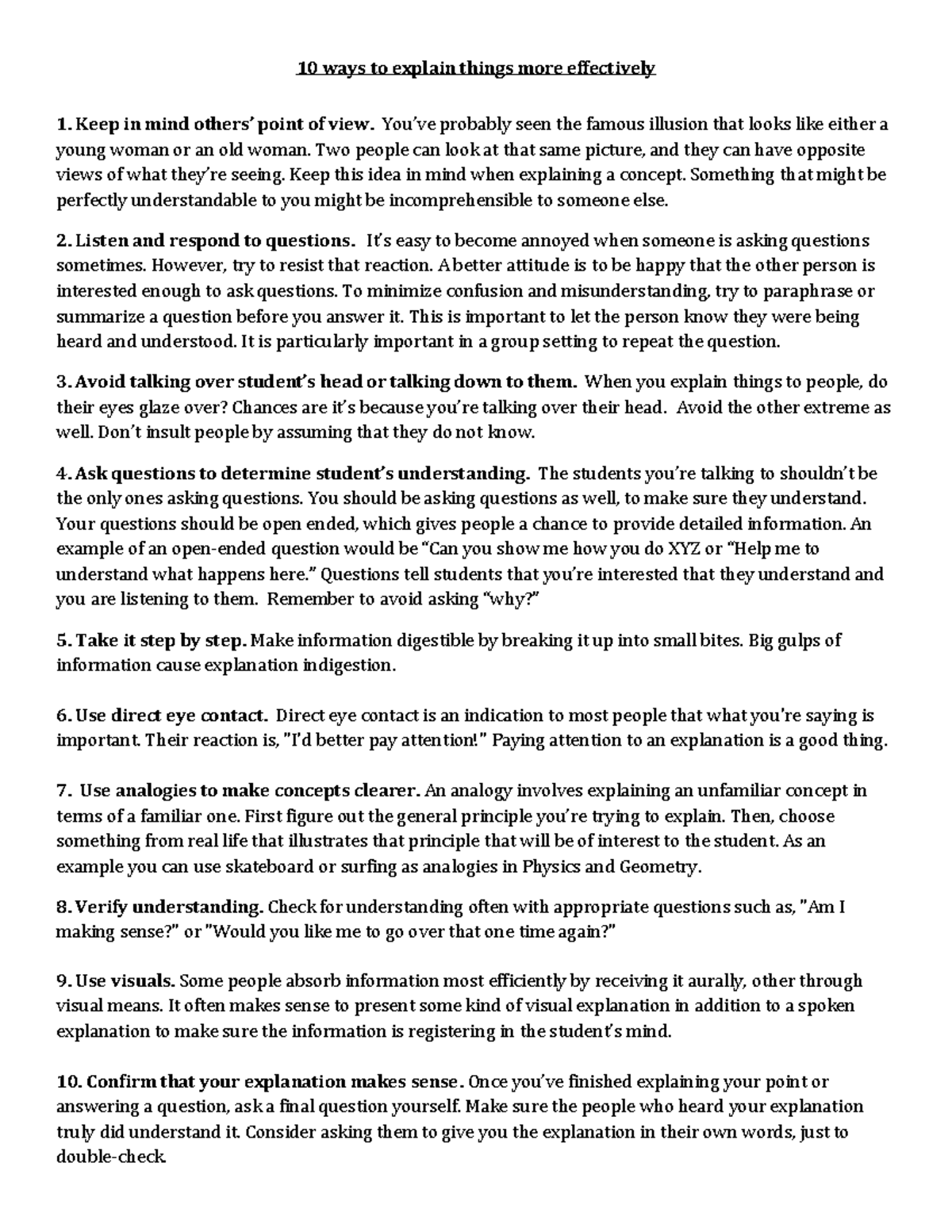 10 ways to explain things more effectively - 10 ways to explain things ...