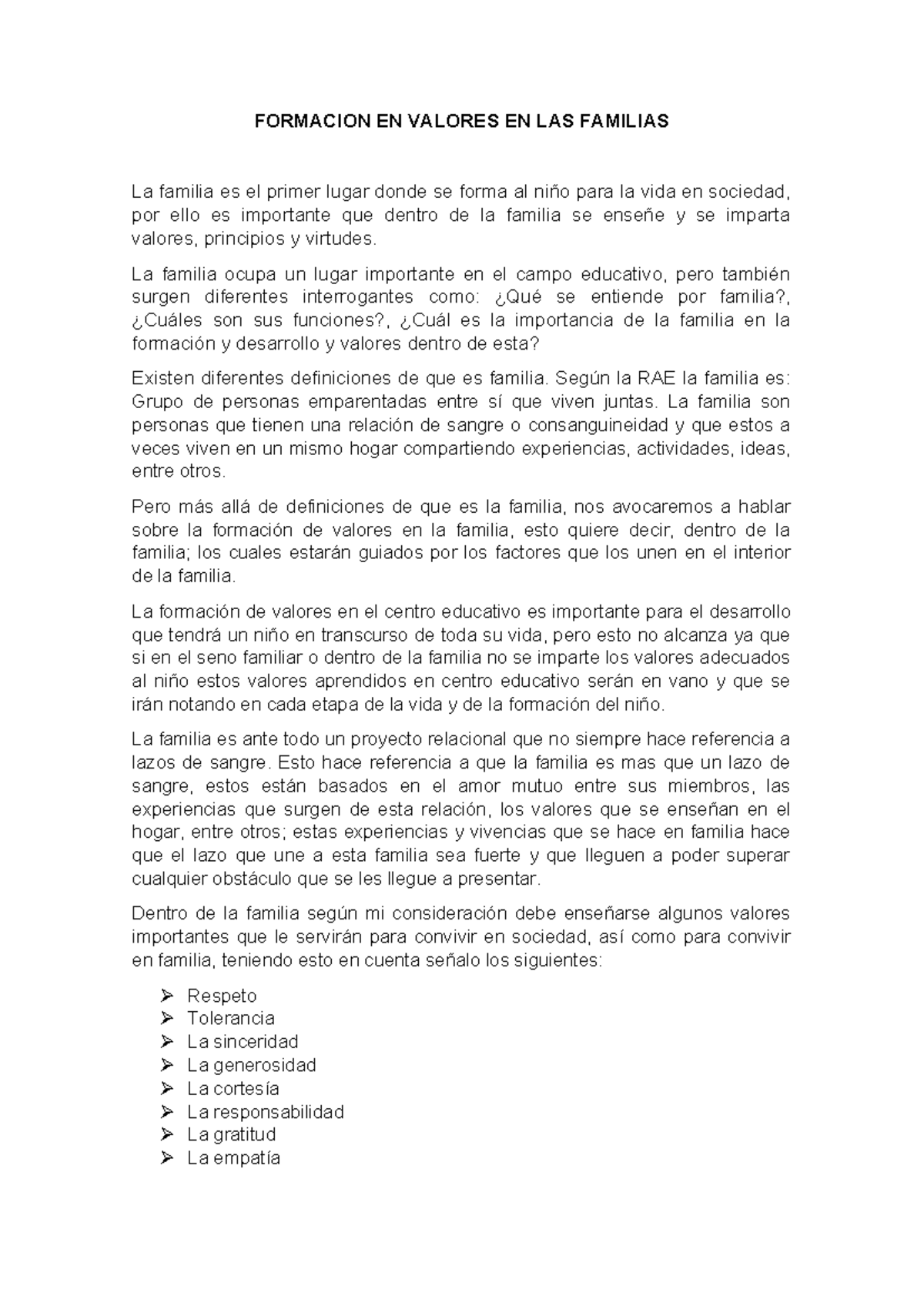 Formacion EN Valores EN LAS Familias - FORMACION EN VALORES EN LAS ...