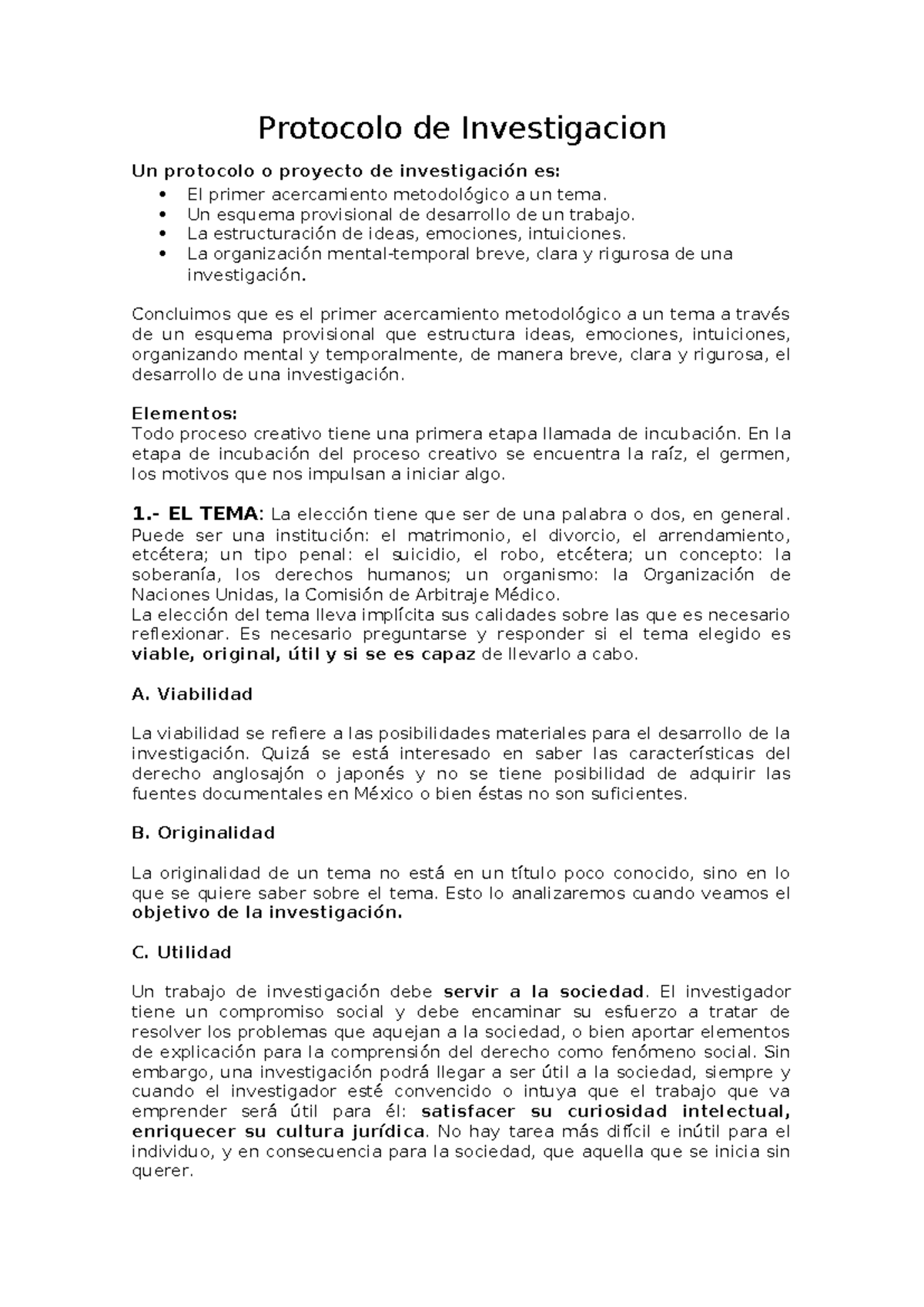 Protocolo de Investigacion parte 1 - Protocolo de Investigacion Un protocolo o proyecto de - Studocu