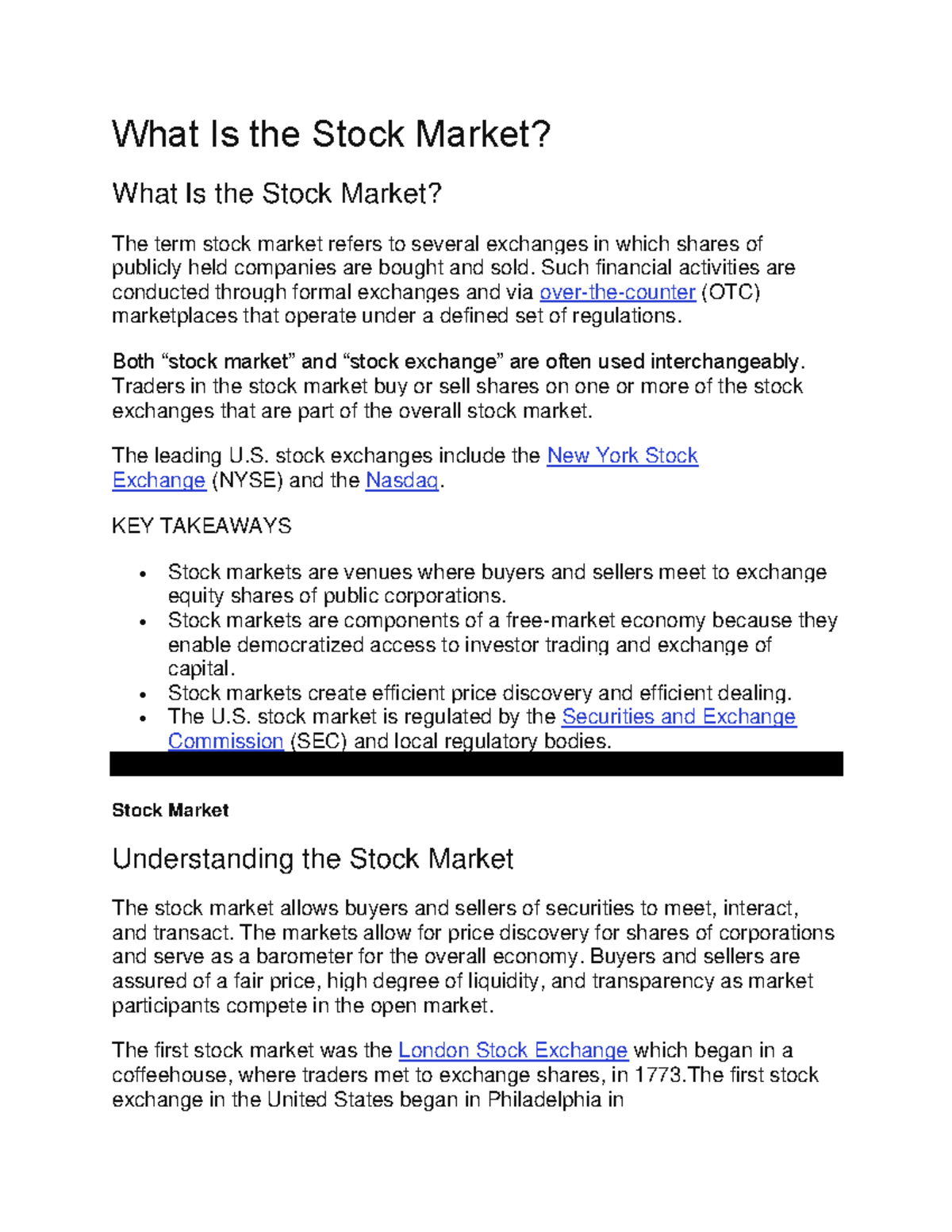 What Is the Stock Market - What Is the Stock Market? What Is the Stock ...