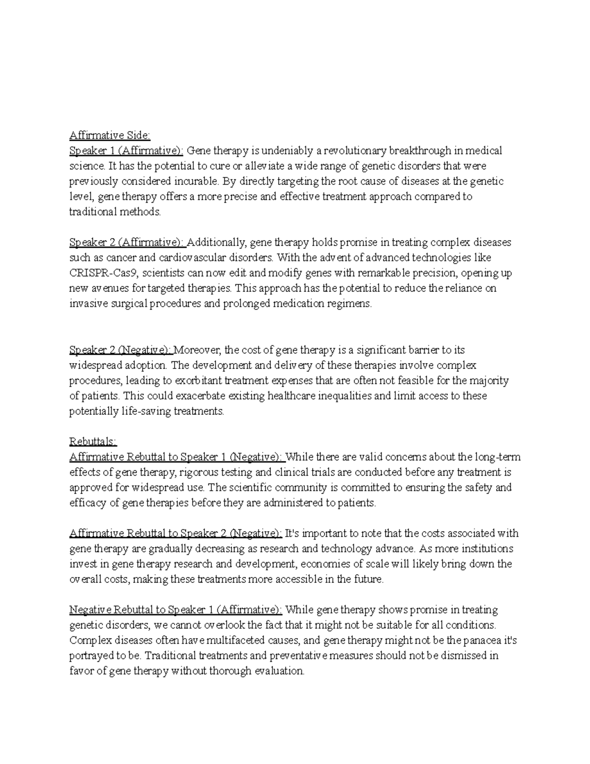 Affirmative Side - work - Affirmative Side: Speaker 1 (Affirmative ...