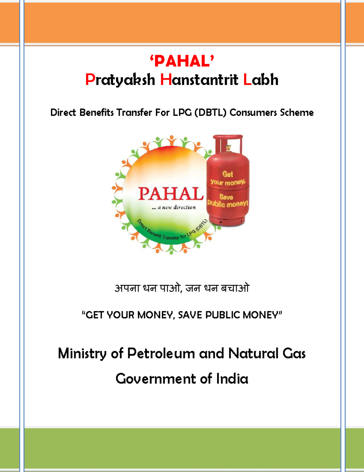 DBTL Handbook - ‘PAHAL’ Pratyaksh Hanstantrit Labh Direct Benefits ...