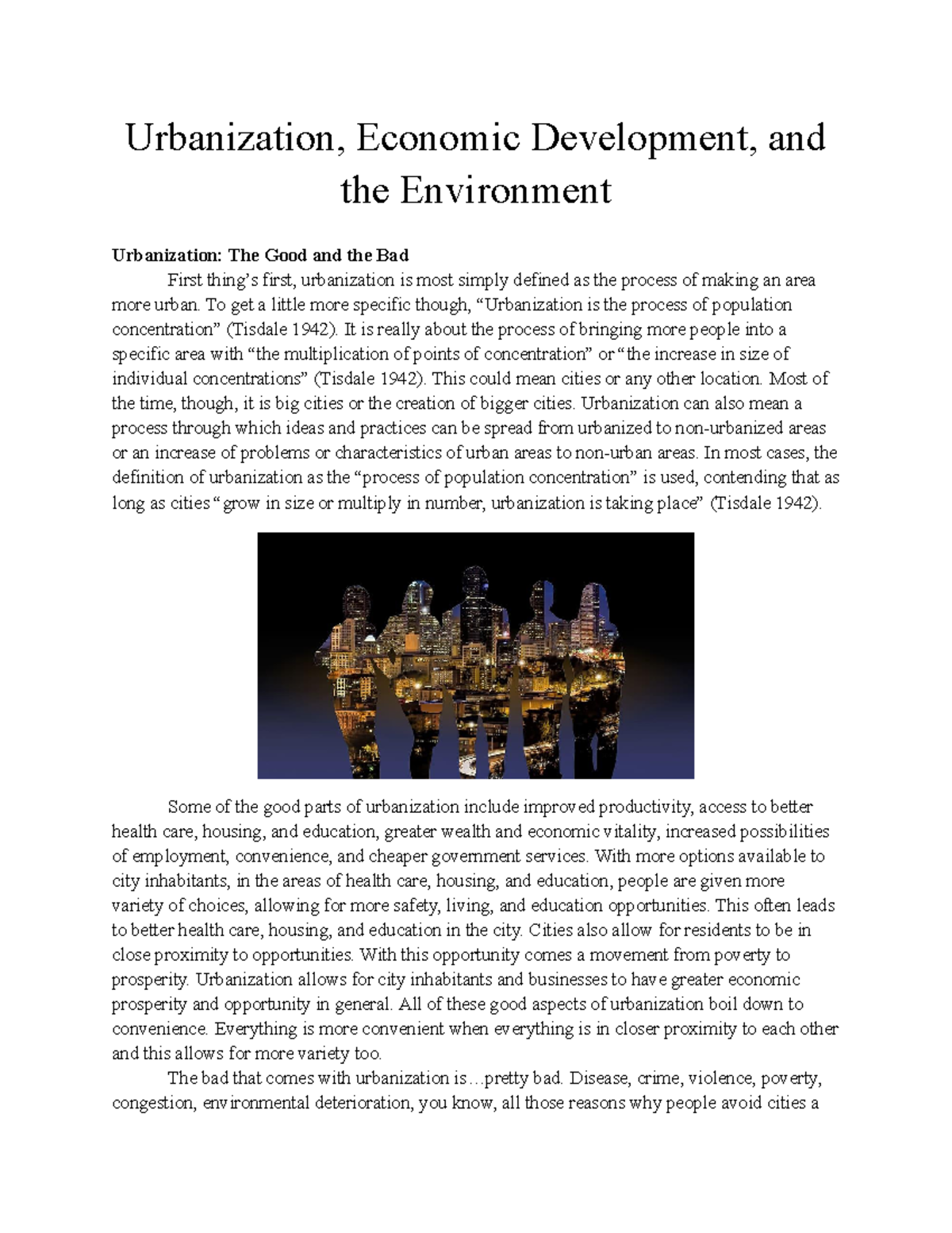 Urbanization, economic development, and the environment Science of ...
