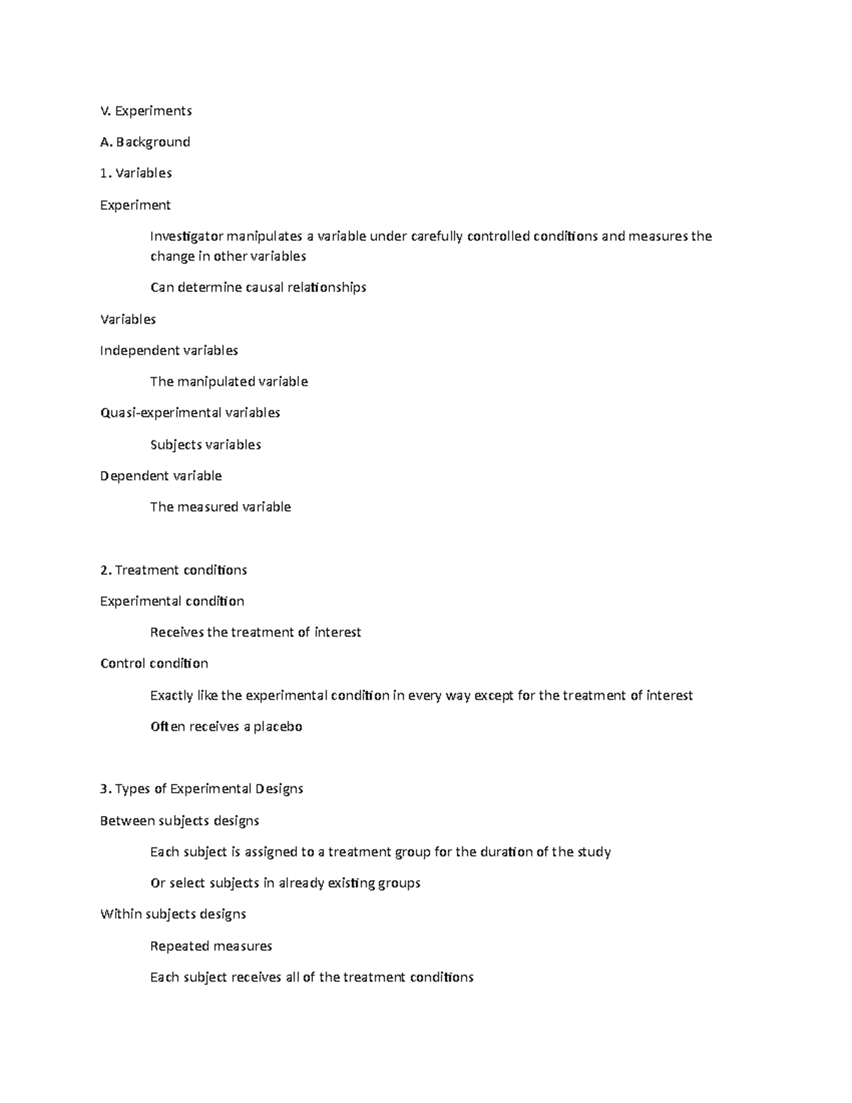 Res experiments outline f19 - PSYC 314 - Studocu