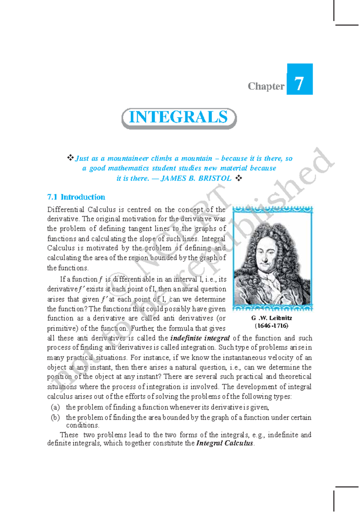 Integration - Ncert - INTEGRALS 287 Just as a mountaineer climbs a ...