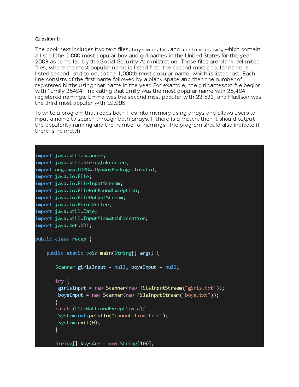 Ch10-recommended exercises - Question 1: The book text includes two ...