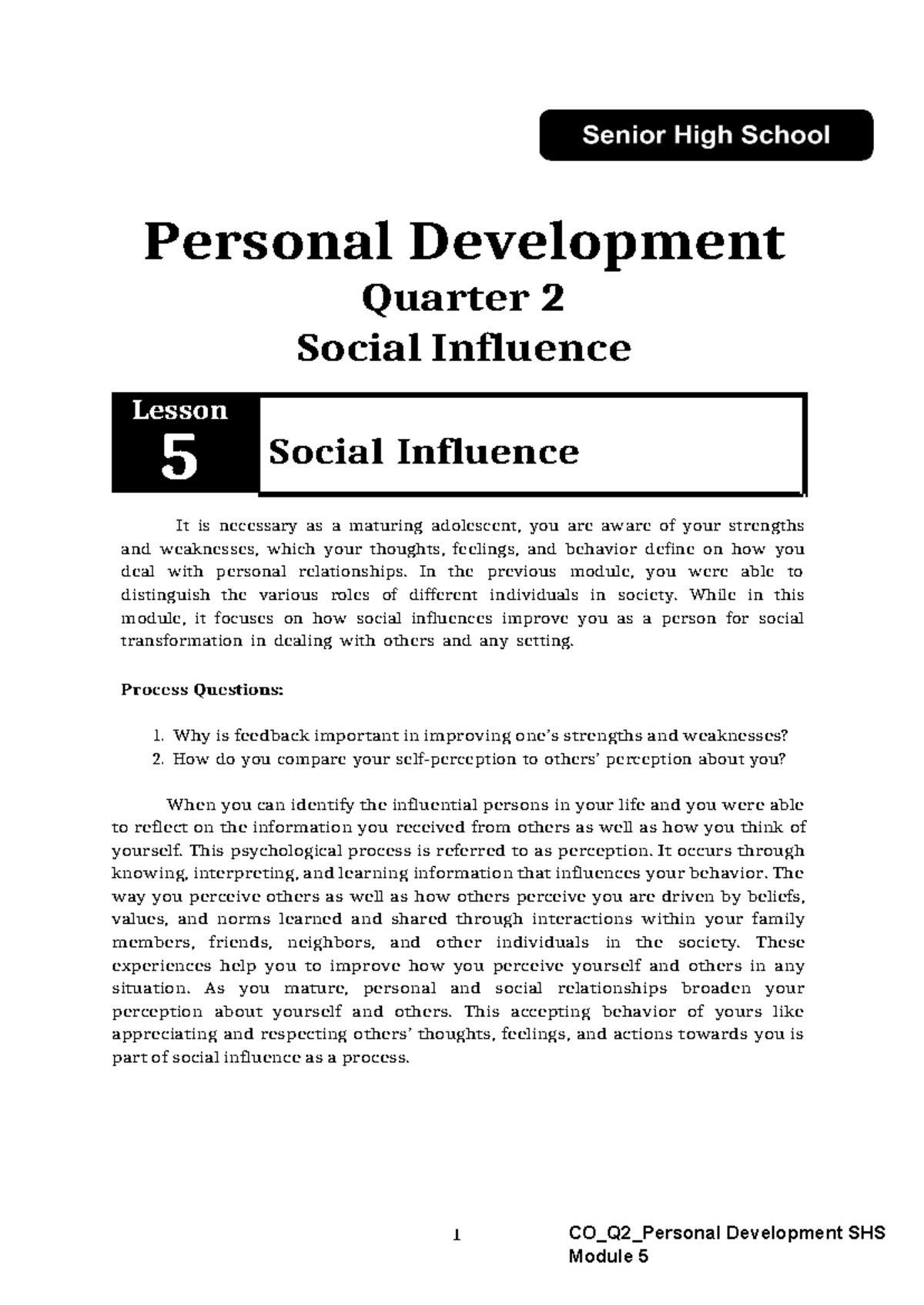 5 - Empowerment Technology - CO_Q2_Personal Development SHS Module 5 1 ...