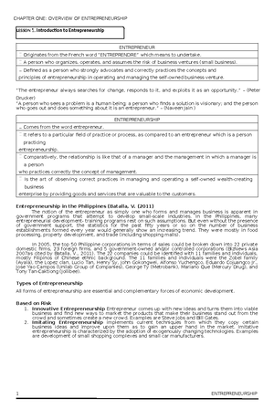 Chapter 2 - Recognizing Potential Market - Lesson 1. Entrepreneurial Ideas CHAPTER TWO ...