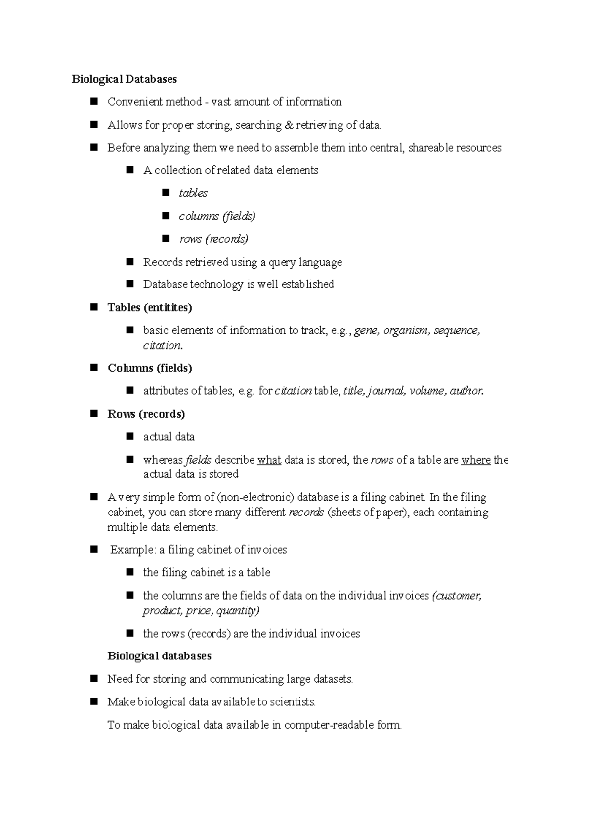 Biological Databases - Different Database Types, Bioconductor ...