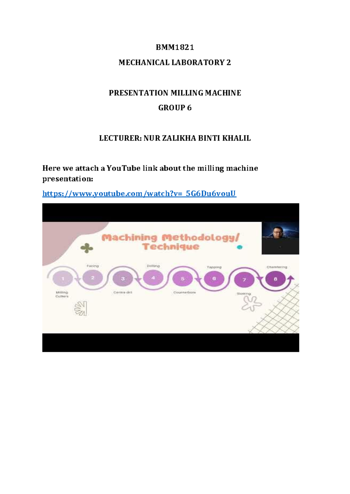 Group 6 BMM 1821 S02 Milling Presentation - Mechanical Engineering ...