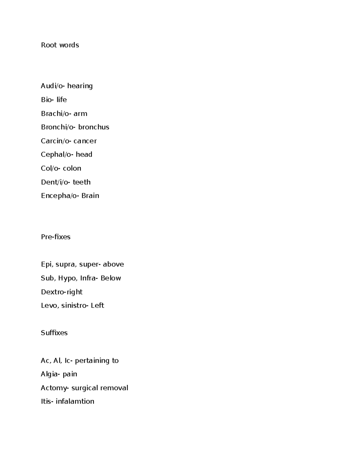 Medical term. notes - this is all of the vocabulary words for chapter ...