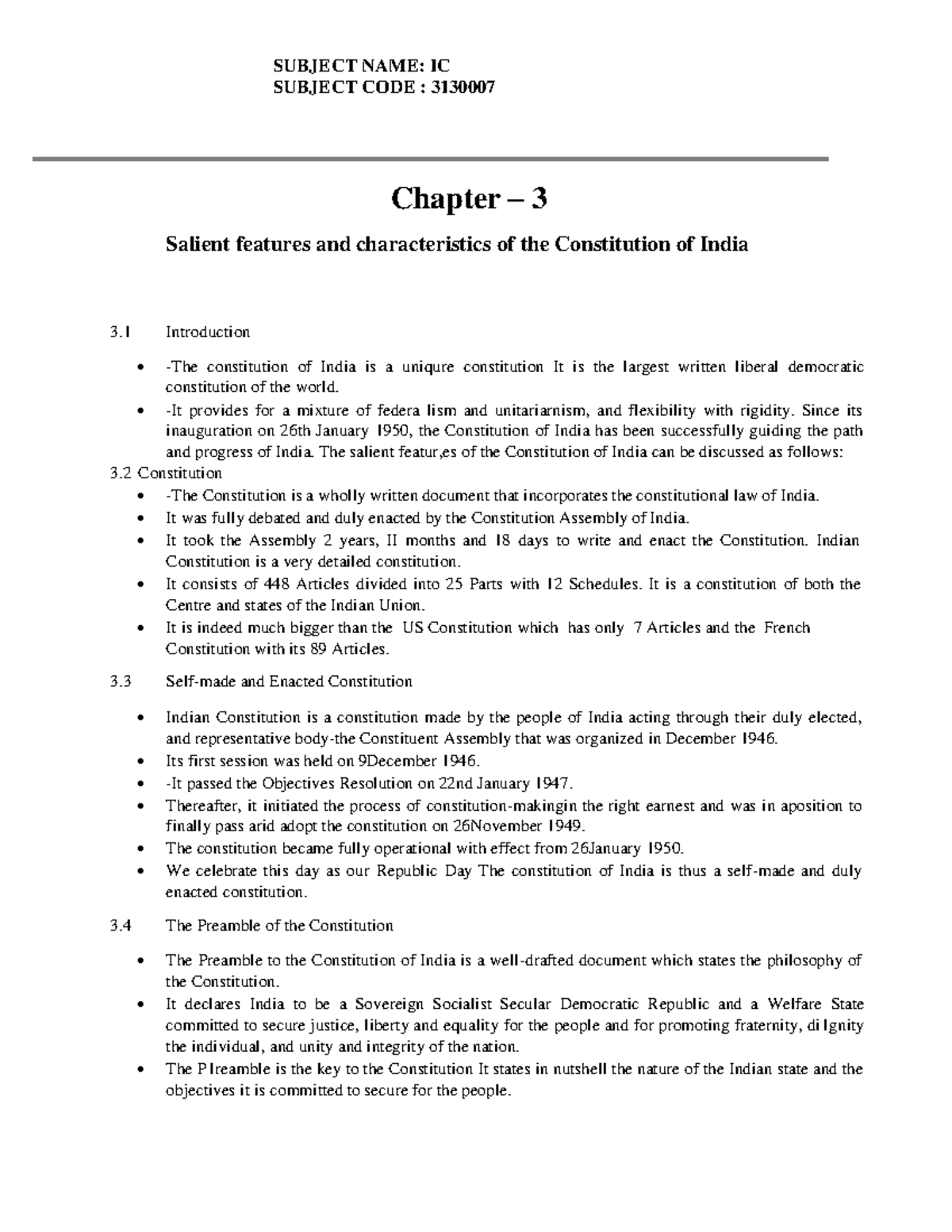 3130007 ic study material ch 3 - Indian Constitution - GTU - Studocu