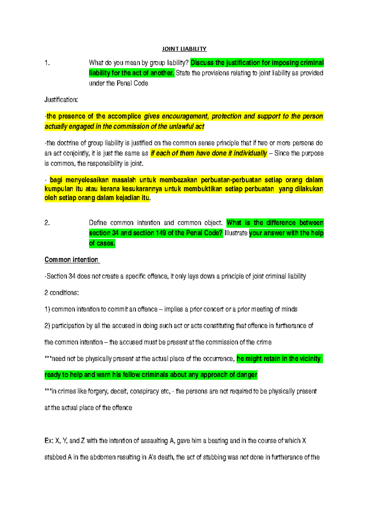 Joint Liability - Lecture notes 4 - JOINT LIABILITY What do you mean by ...