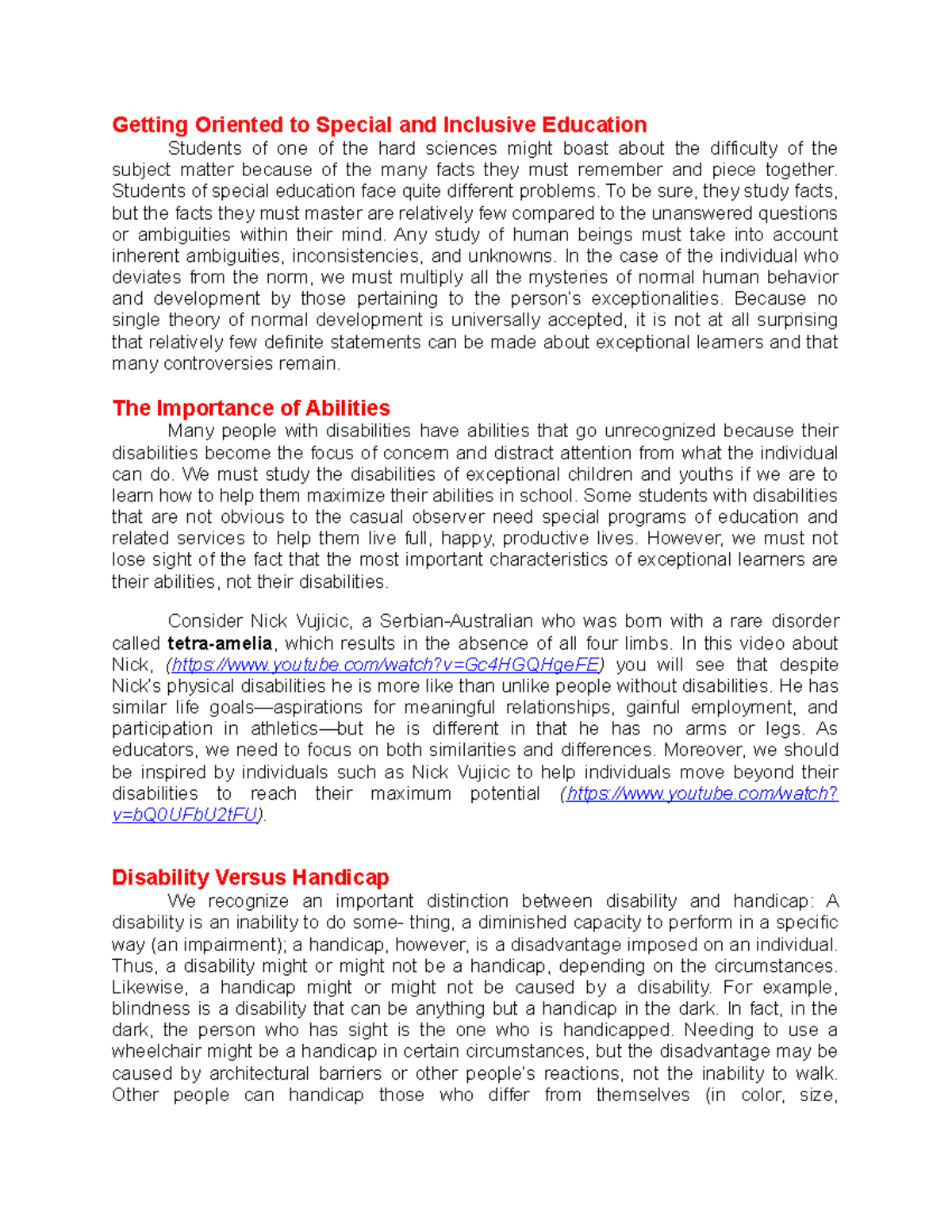 Models-of-Disabilities - Getting Oriented to Special and Inclusive ...