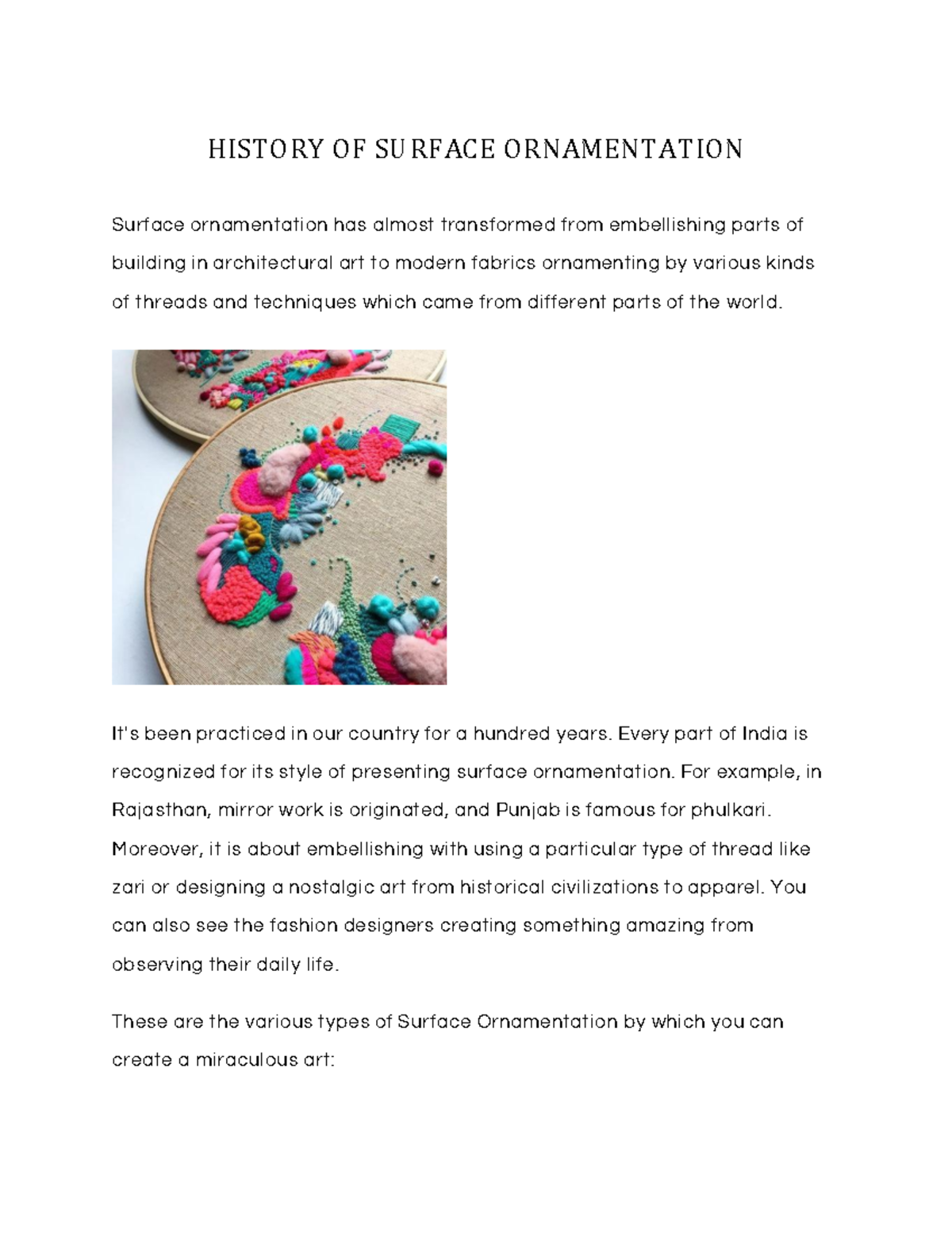History of Surface Ornamentsation - HISTORY OF SURFACE ORNAMENTATION S ...