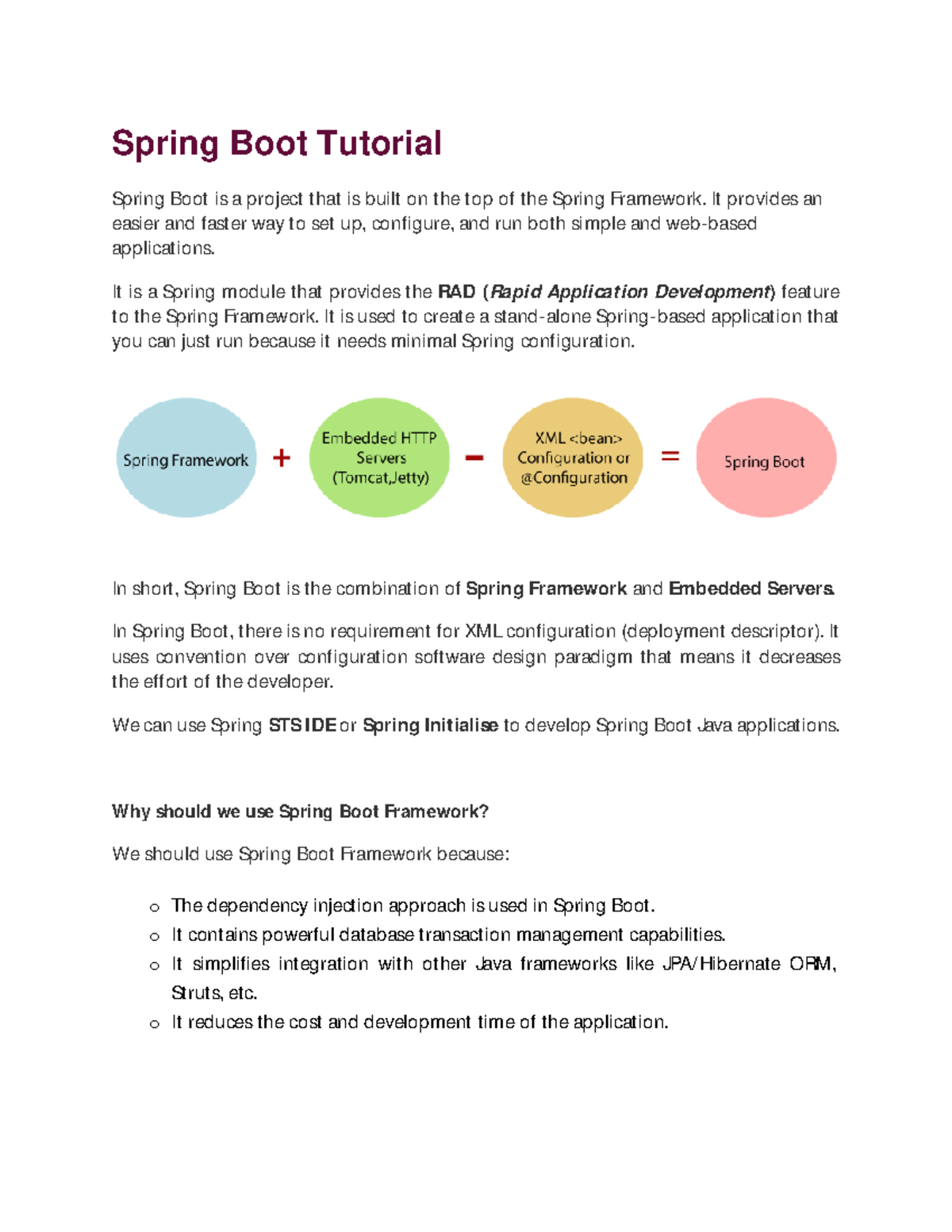 Spring Boot Tutorial Spring Boot Tutorial Spring Boot Is A Project That Is Built On The Top Of
