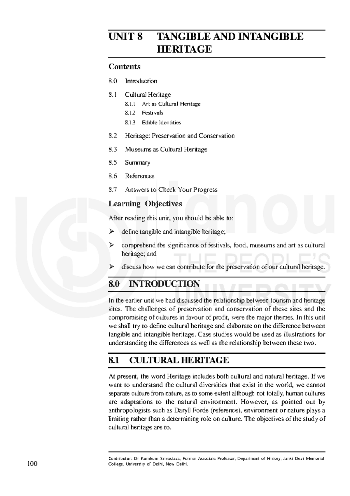Unit-8 - Tourism and heritage - UNIT 8 TANGIBLE AND INTANGIBLE HERITAGE ...