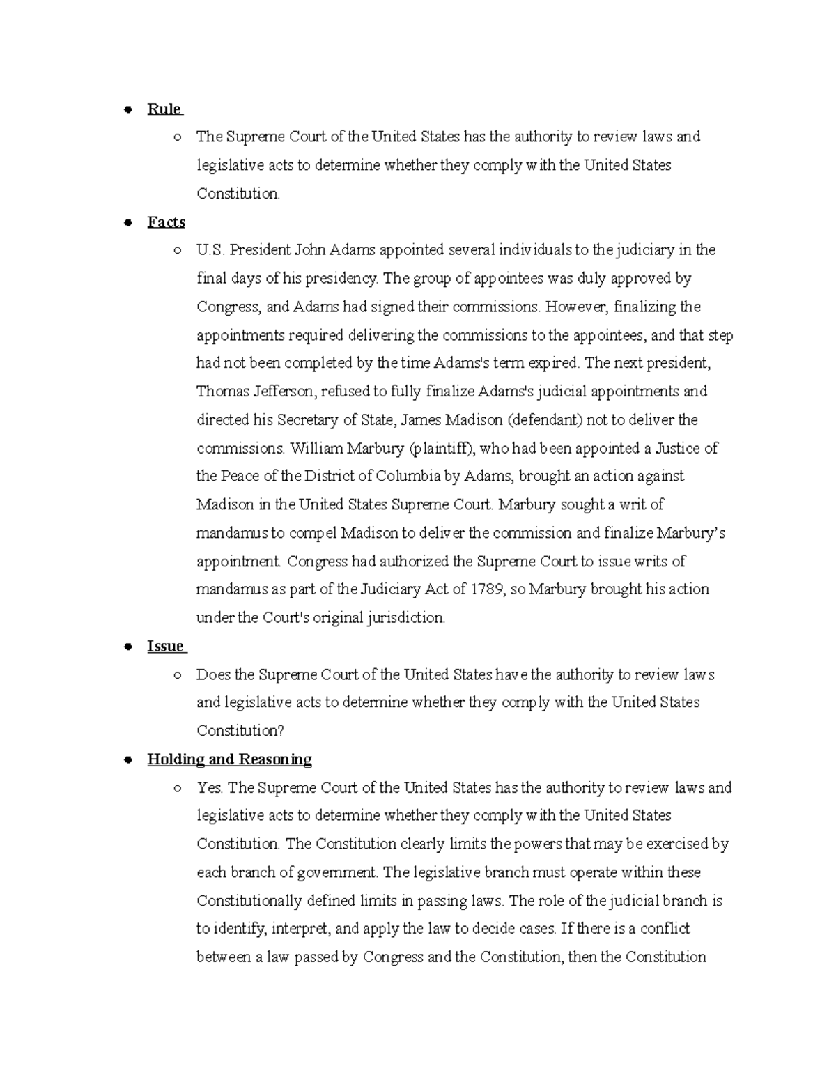 Con Law 2021- Marbury v. Madison - Rule The Supreme Court of the United ...