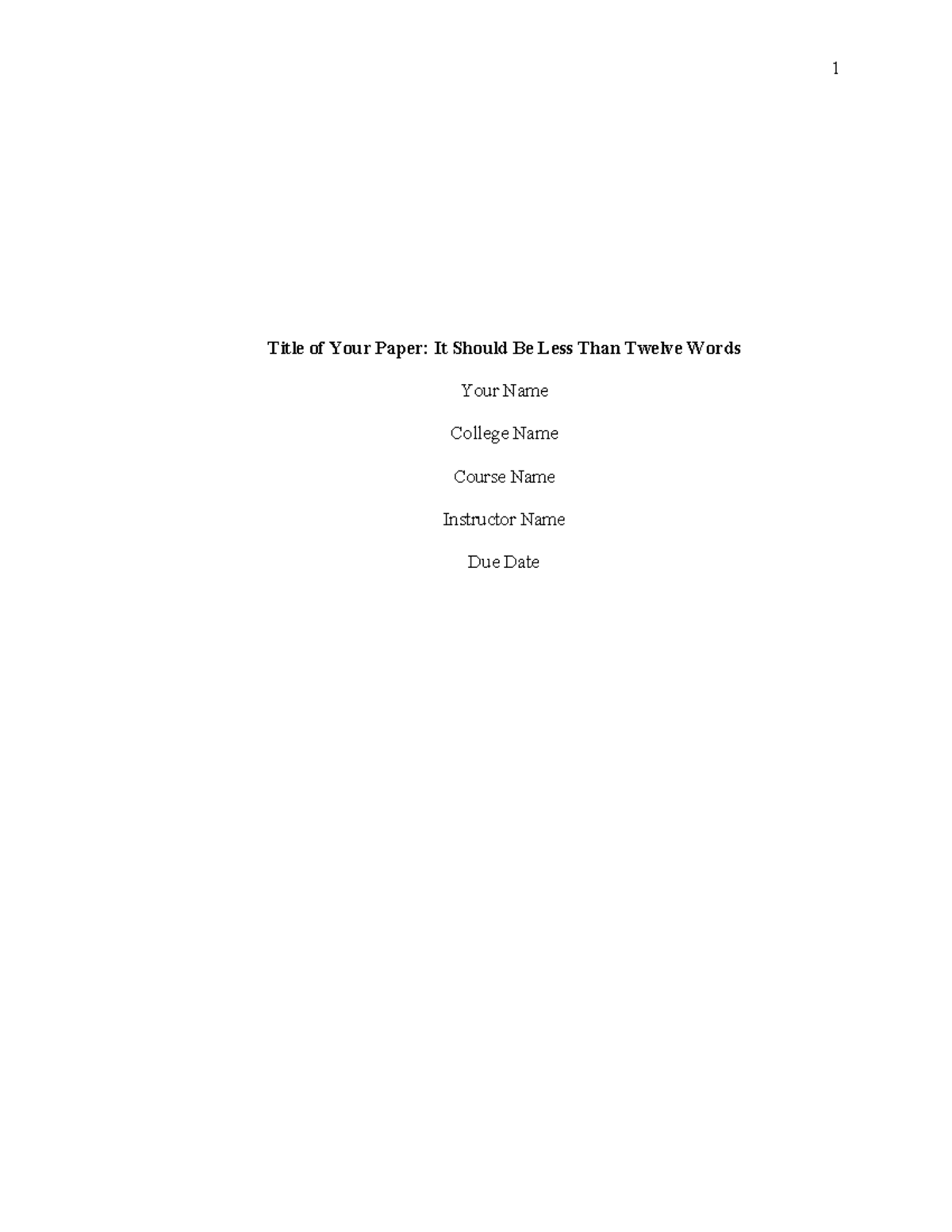 APA Paper Template 2 - Title of Your Paper: It Should Be Less Than ...