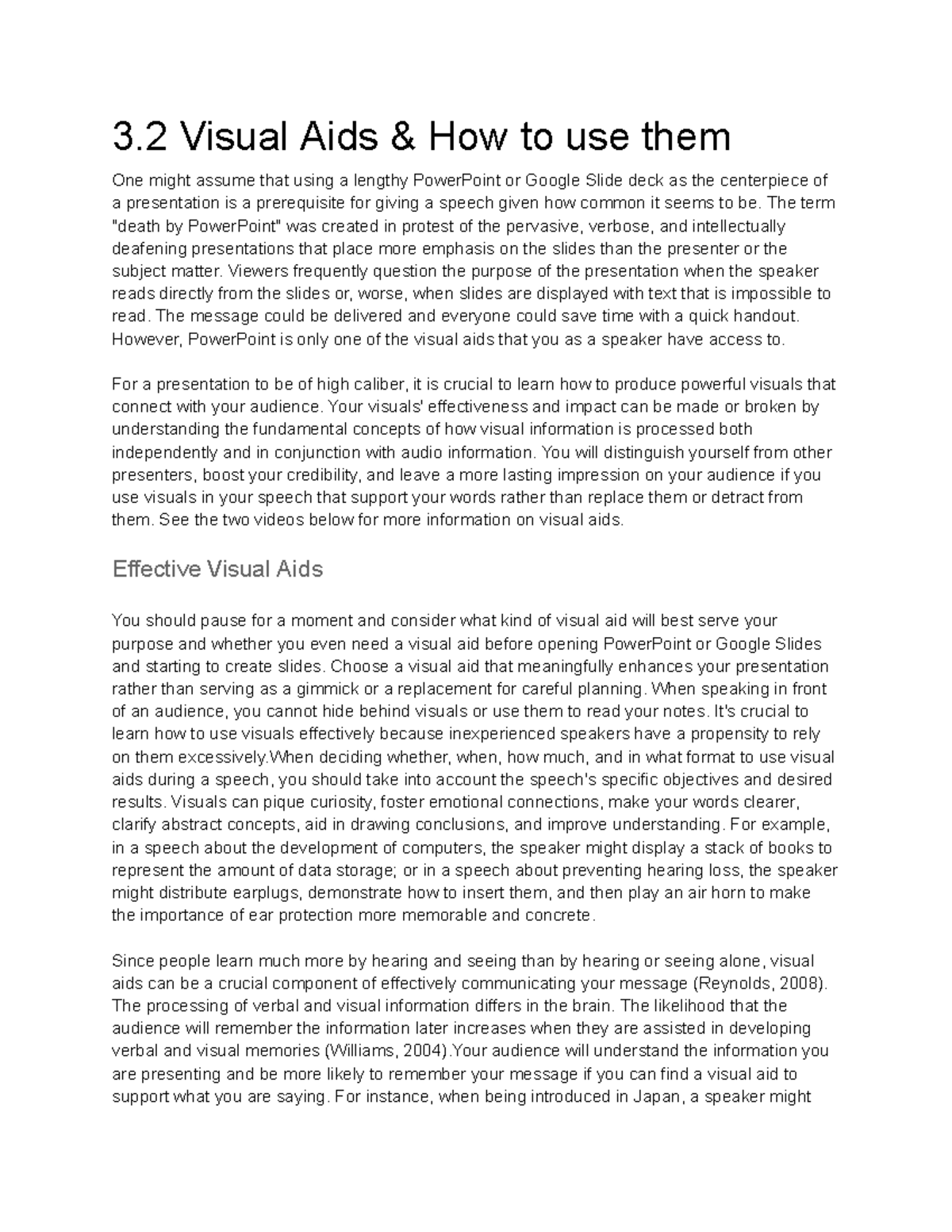 3.2 Notes - 3 Visual Aids & How to use them One might assume that using ...