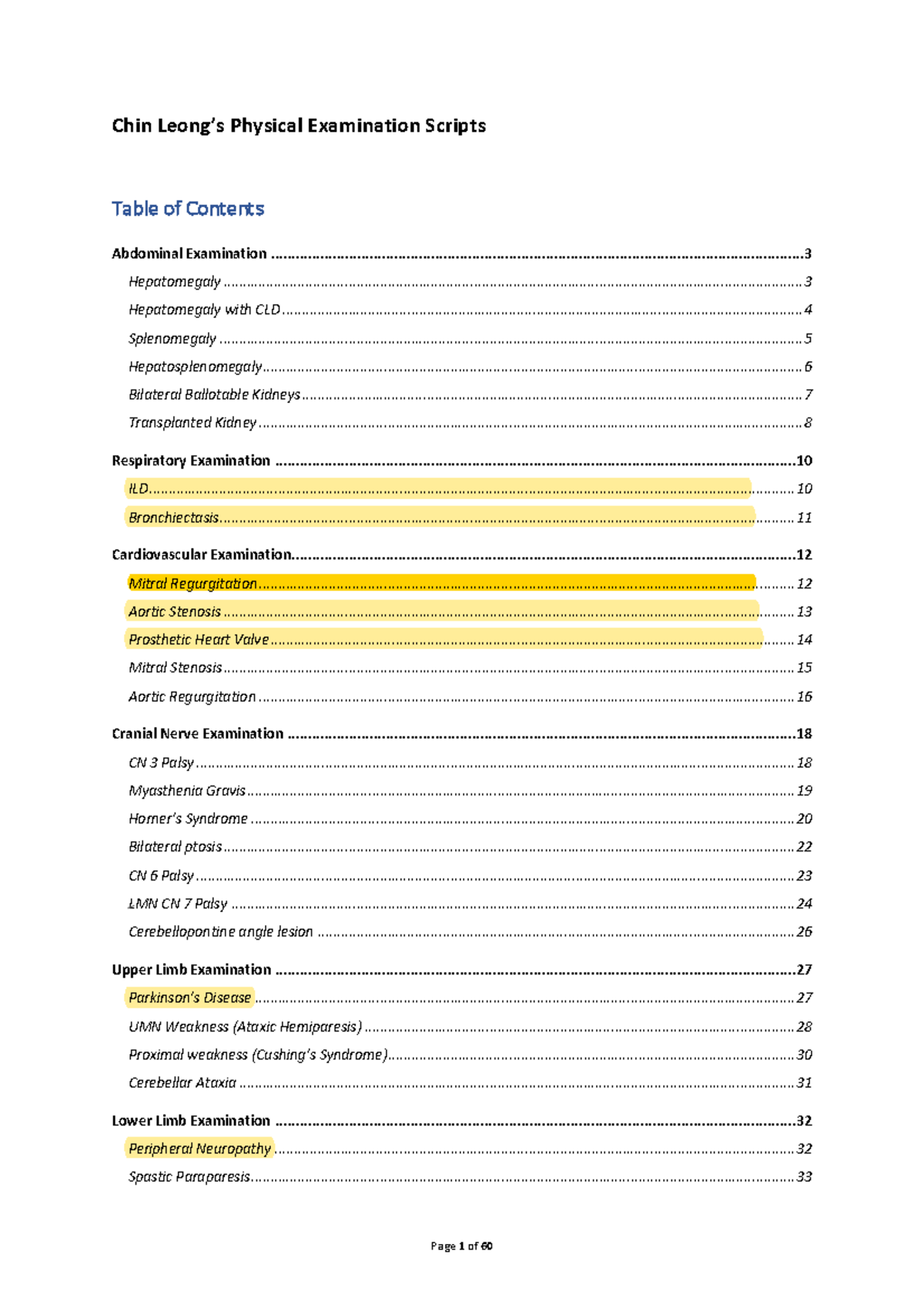Physical Examination Scripts Chin Leong - Chin Leong’s Physical ...