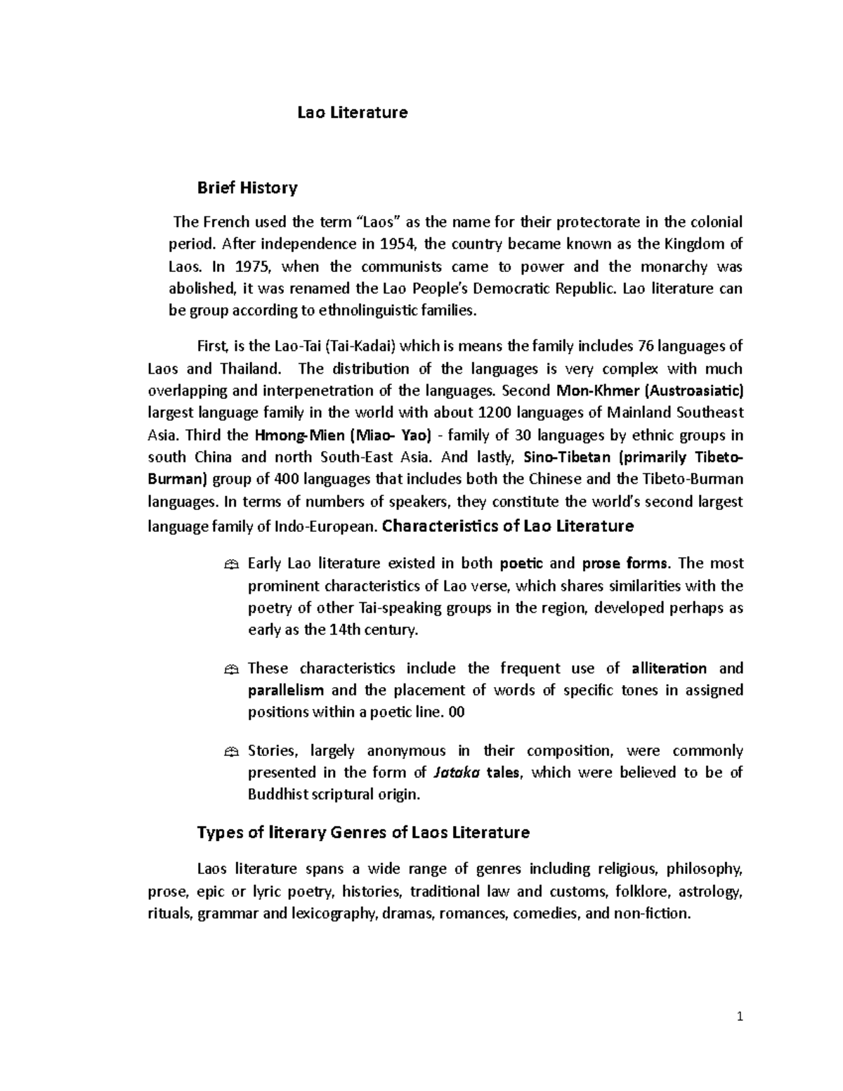 2SPq8Z4b814y - Lecture Notes - Lao Literature Brief History The French ...