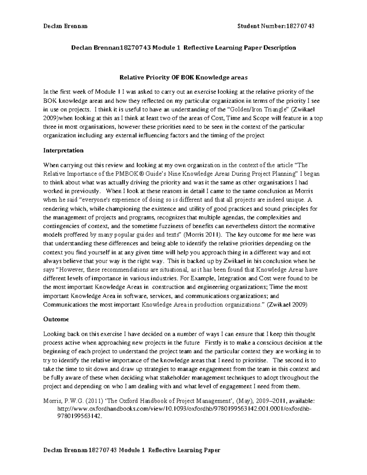 Declan Brennan Module 1 Reflective Learning Paper - Declan Brennan ...