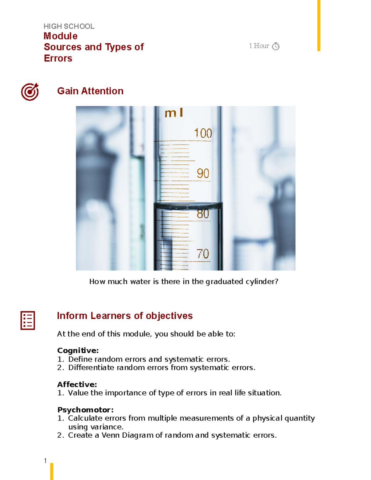 Module 1-General Physics 1 - Sources and Types of Errors 1 Hour Gain ...