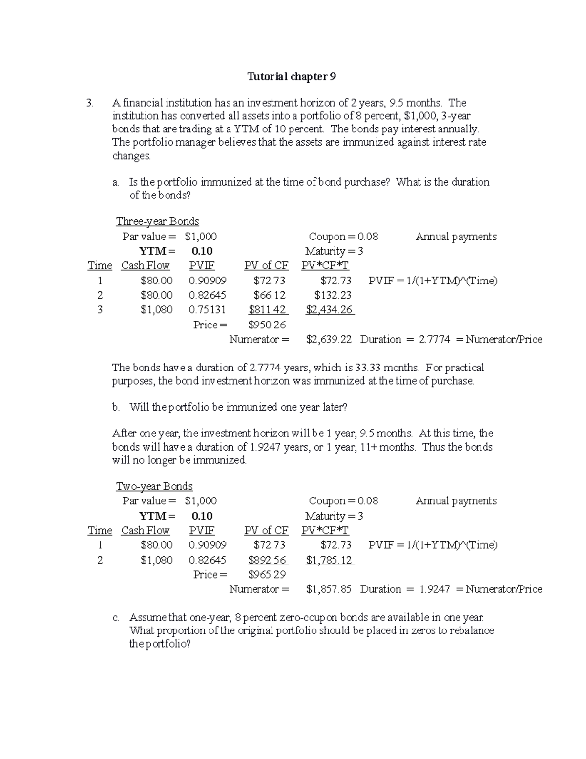Tutorial chapter 9 solution - Tutorial chapter 9 A financial institution has an investment ...