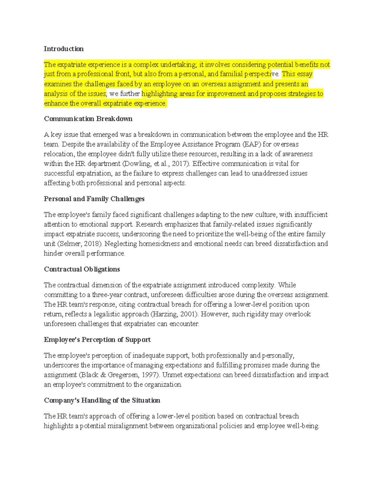 Dis For Expatriate Challenges 6 - Introduction The expatriate ...