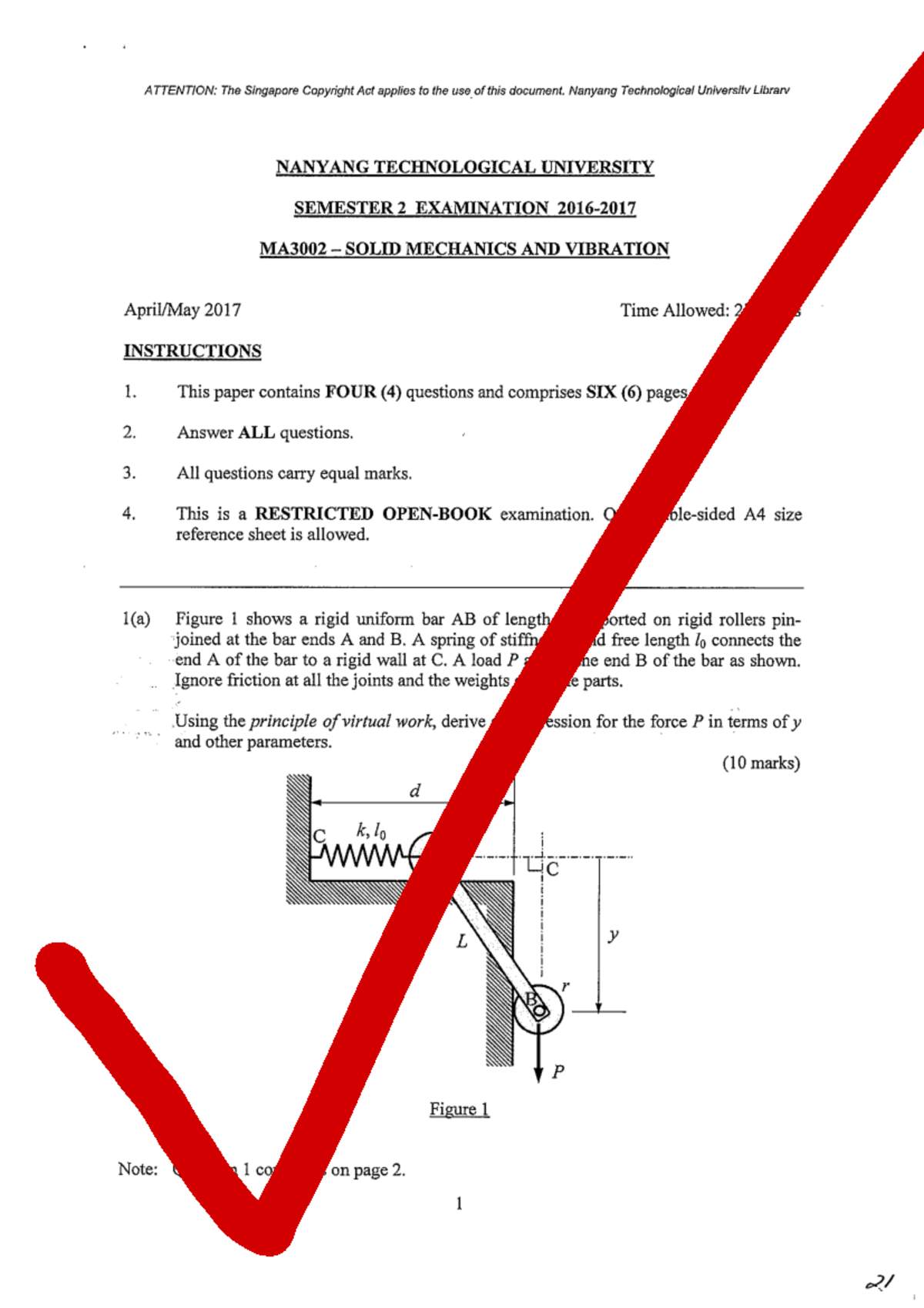 MA3002 2016-2017 Sem 2 - PYP - ~ Pry = bede yz e = d - yz - r - lo re= ry = yz OY pay =h(d -xy2 ...