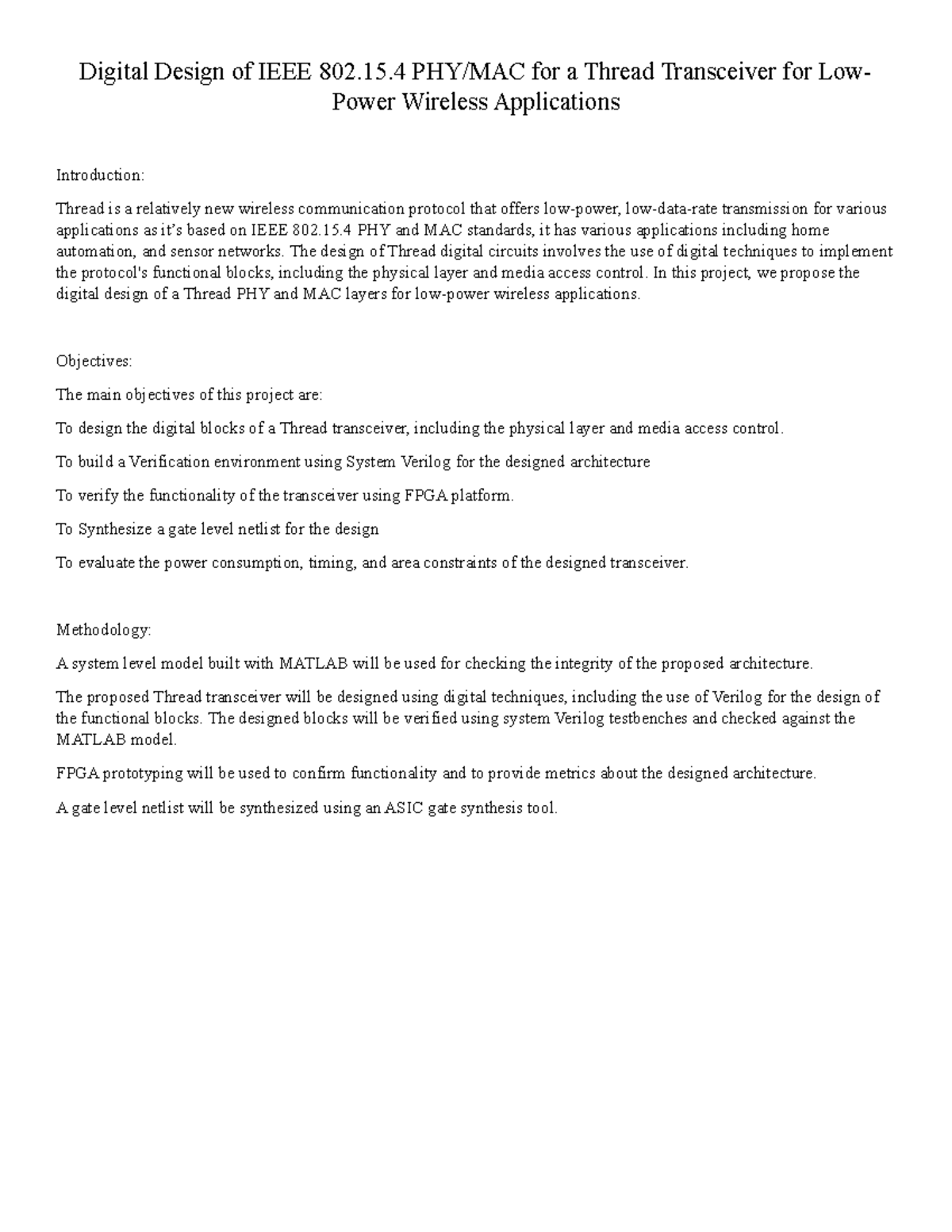 Thread PHY-MAC - Digital Design of IEEE 802.15 PHY/MAC for a Thread ...