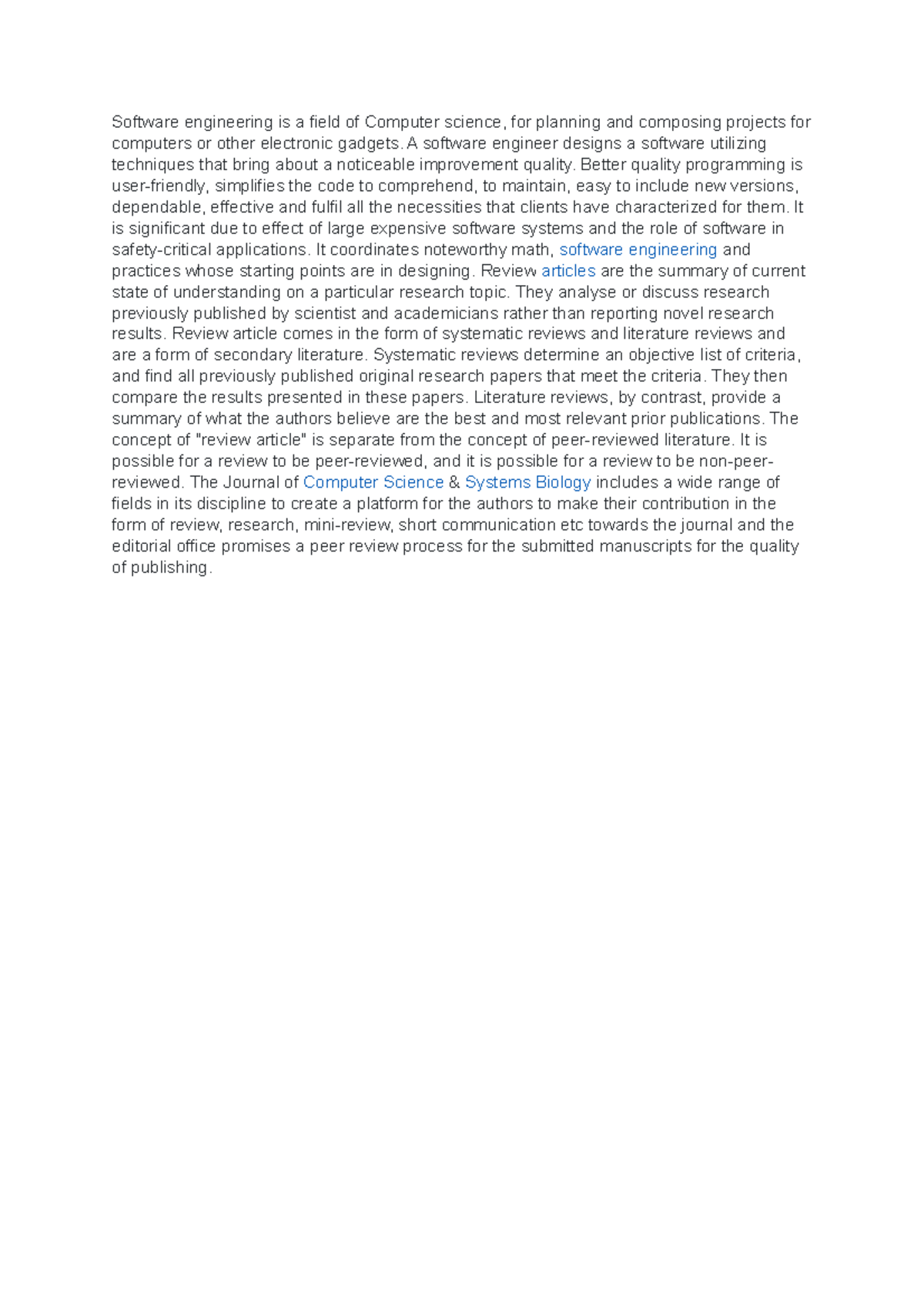 Software Engineering Is A Field Of Computer Science A Software