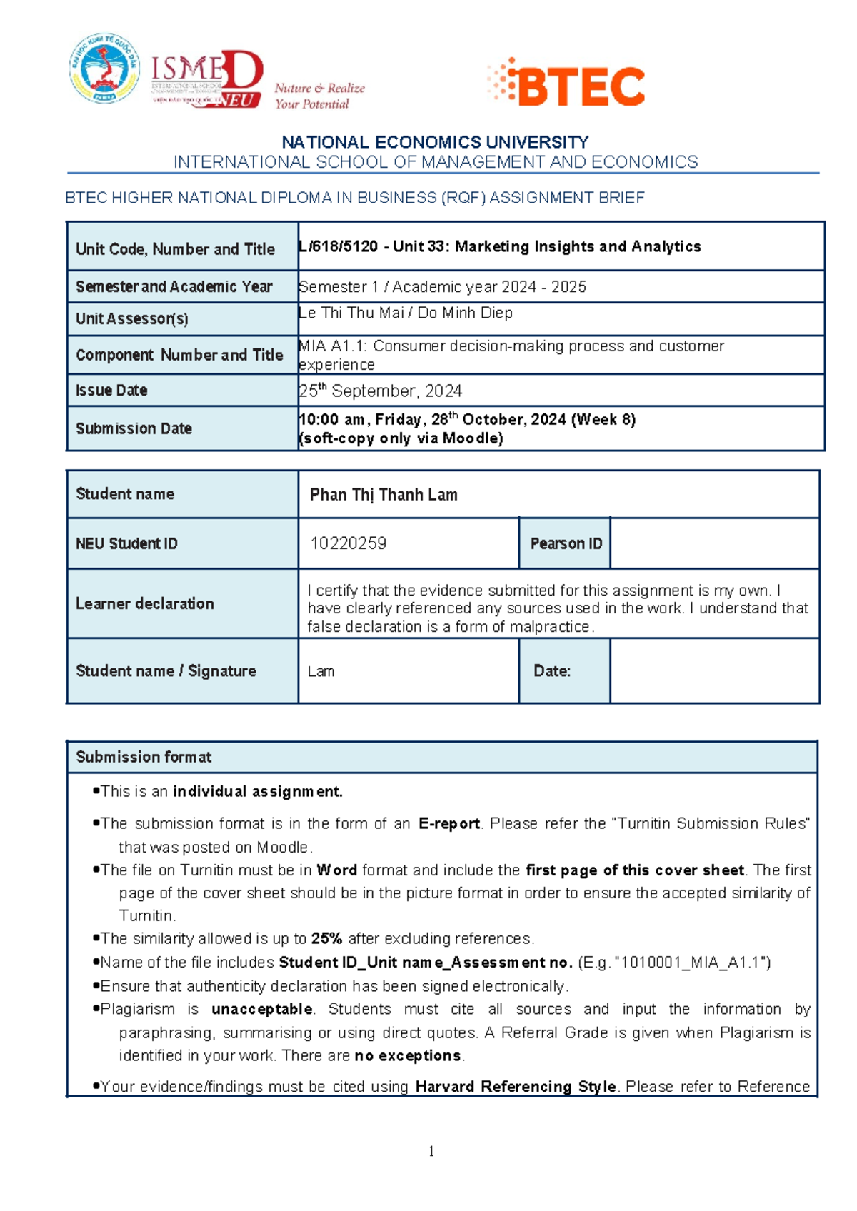 Assignment-Brief-MIA-A1 - NATIONAL ECONOMICS UNIVERSITY INTERNATIONAL ...