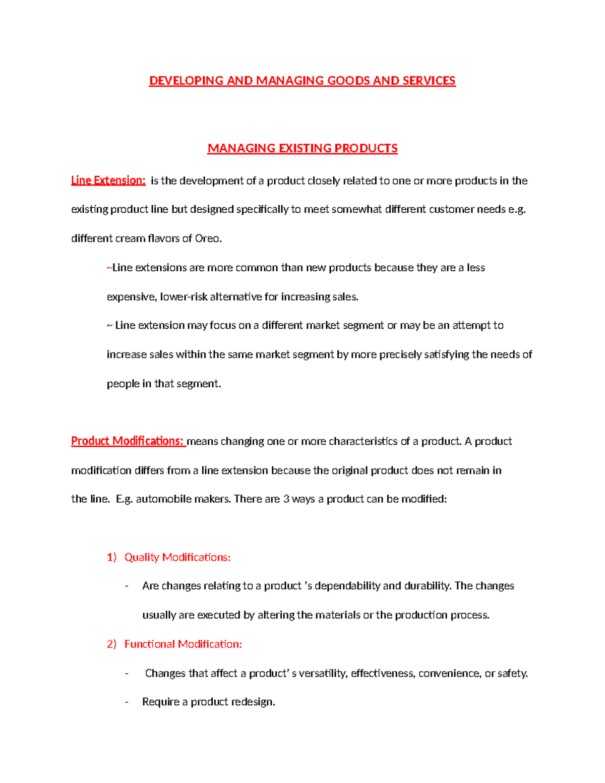 ITM CHAP 11: DEVELOPING AND MANAGING GOODS AND SERVICES - DEVELOPING ...