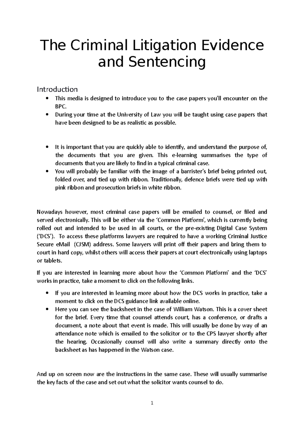 Transcript Criminal Litigation, Evidence and Sentencing Unit 2 - The ...