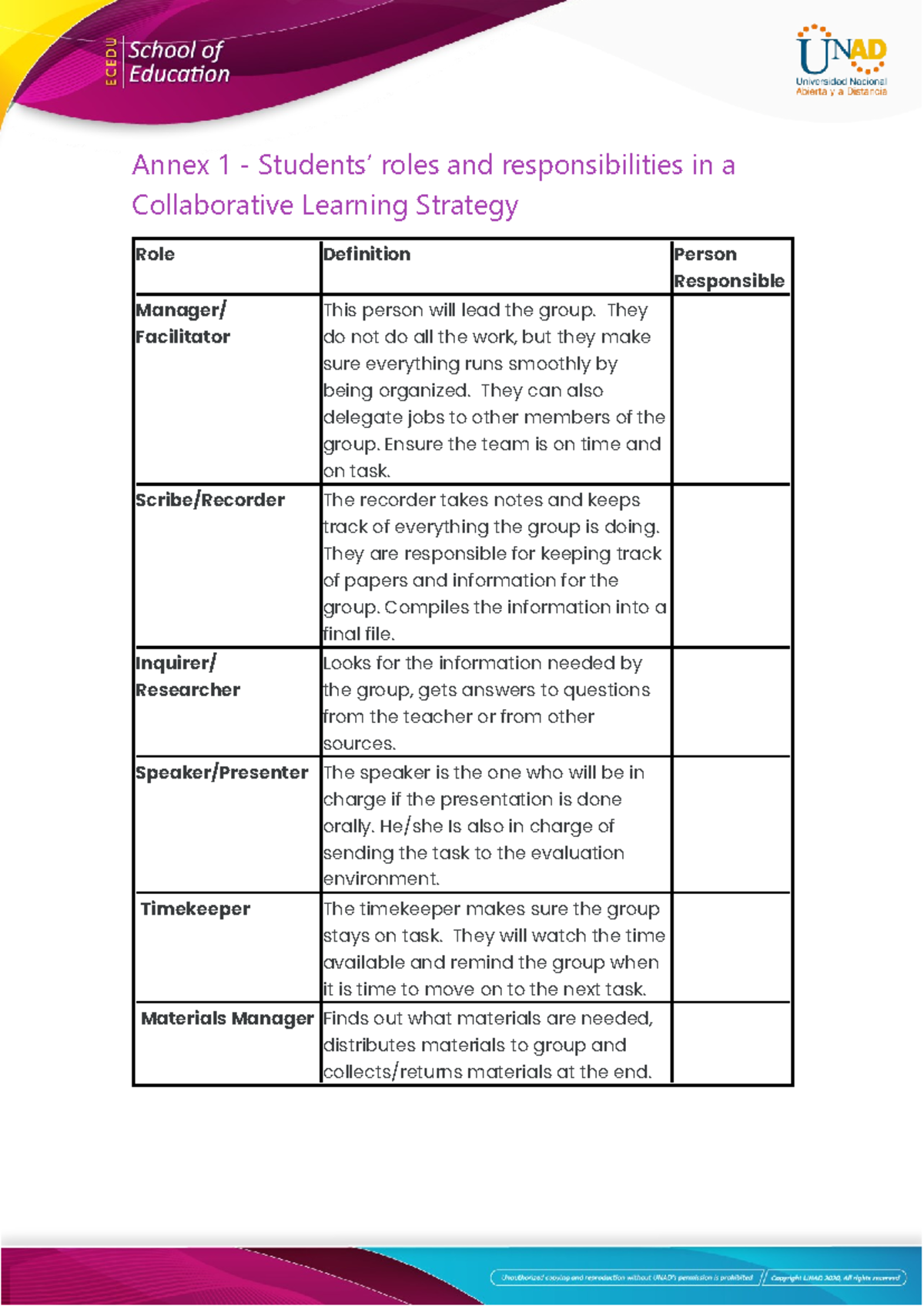 Annex 1 - Students Roles and Responsibilities - Annex 1 - Students ...