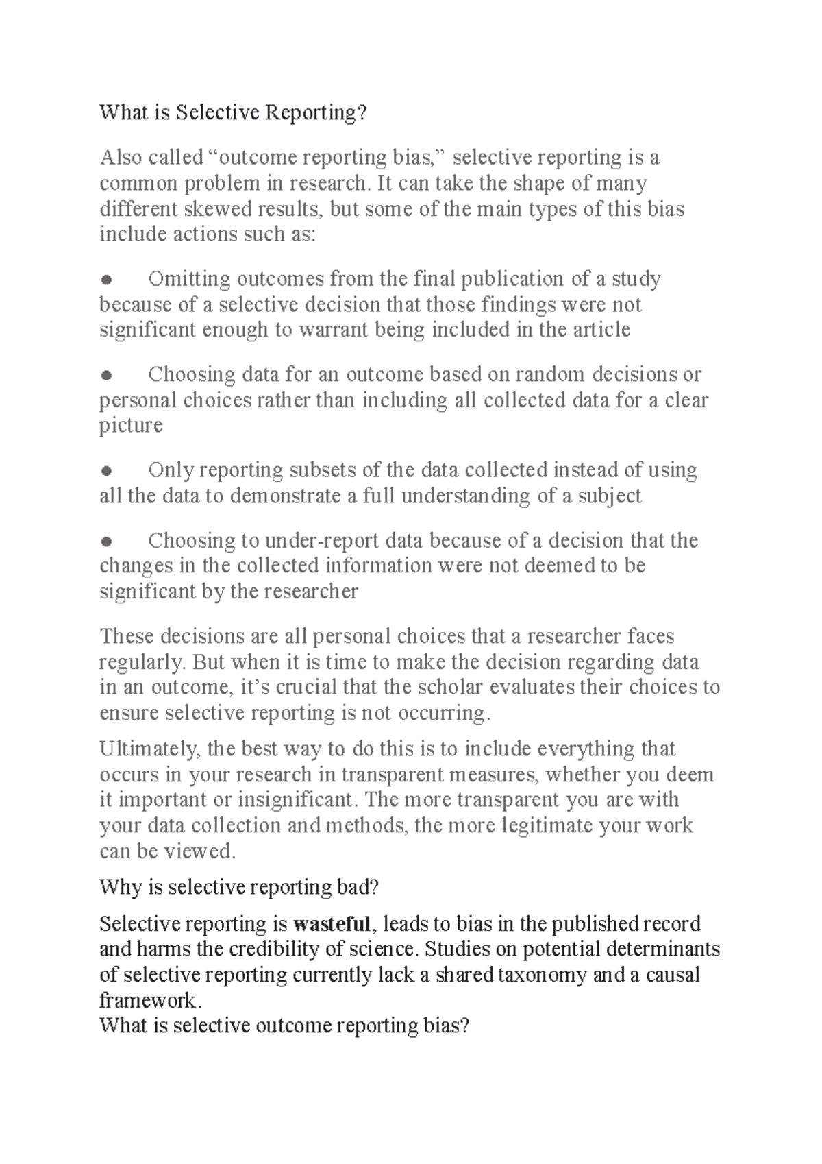 5.selective reporting - It can take the shape of many different skewed ...