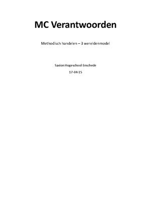 Verantwoorden - 3 wereldenmodel - Verantwoorden Methodisch handelen – 3 ...