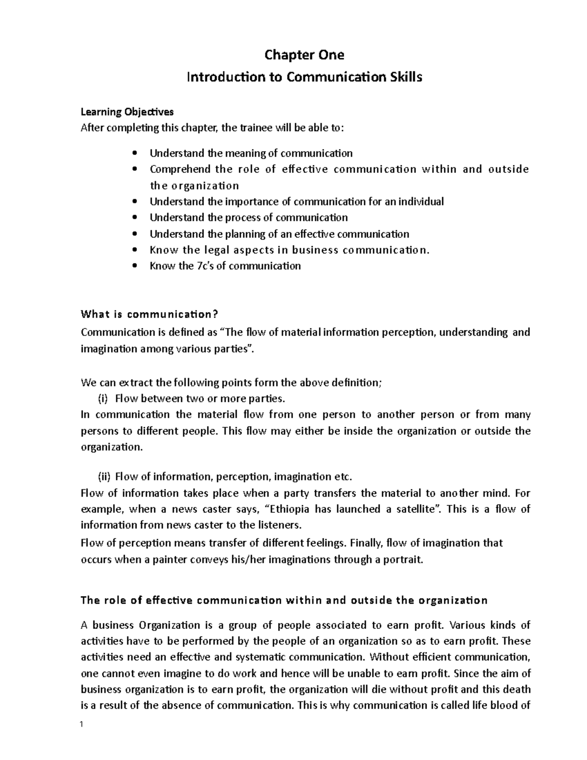 Communication Skill abcd Chapter One Introduction To Communication