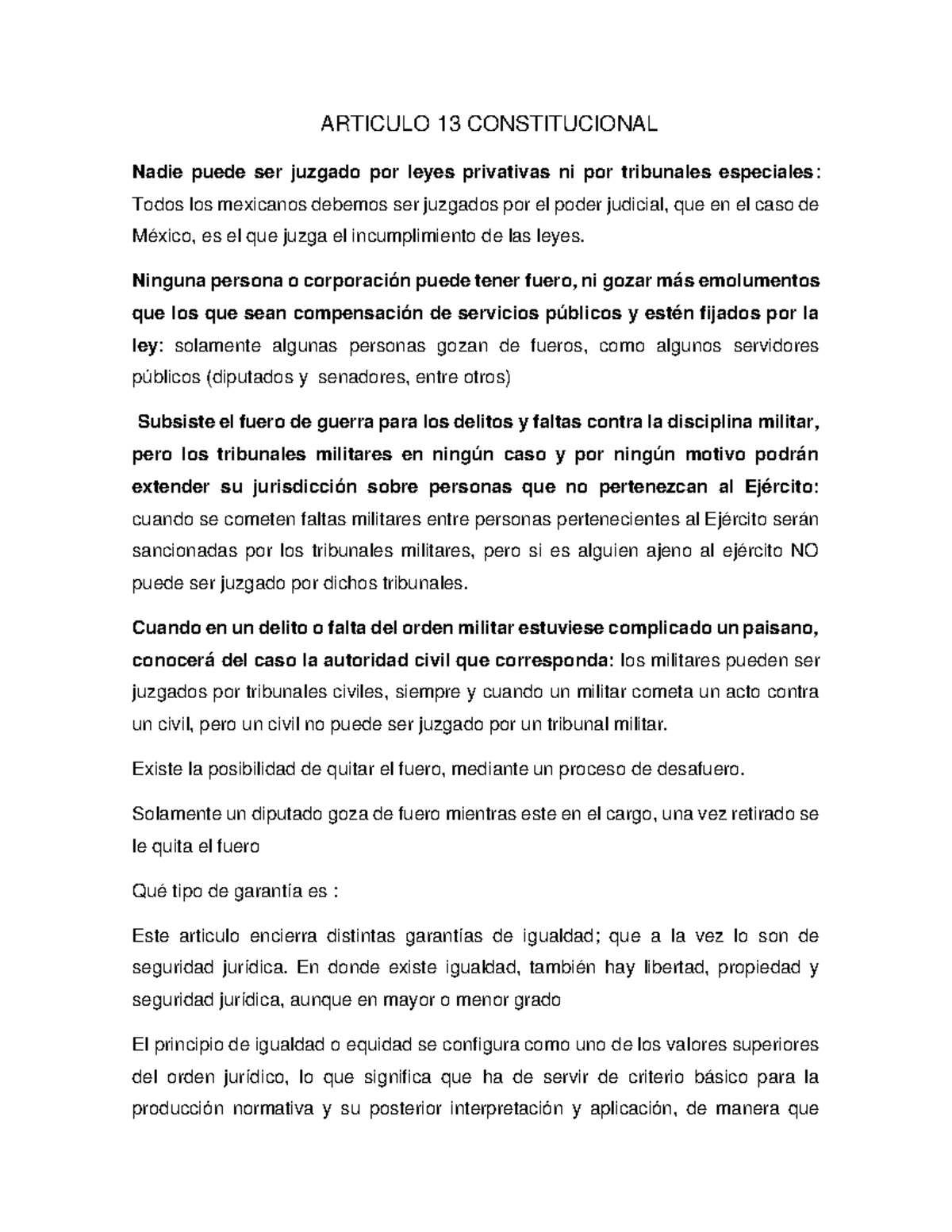 Articulo 13 Constitucional Tarea DE LA Semana 2 - ARTICULO 13 ...