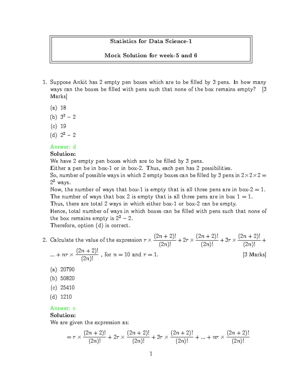 Week 5 and 6 Mock Solution - Statistics for Data Science- Mock Solution for week-5 and 6 Suppose ...