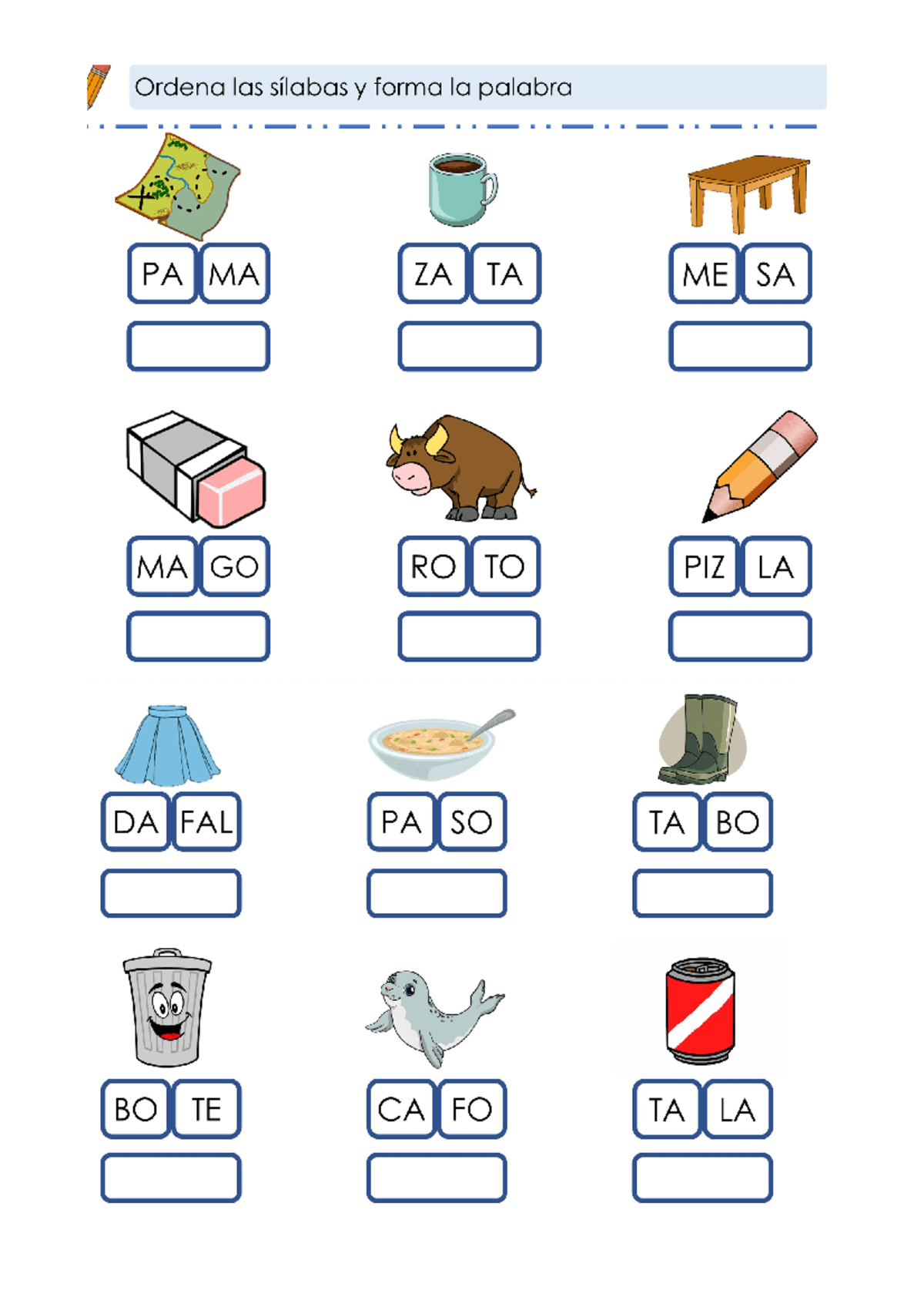 Ordena las silabas - Ciencias Sociales - Studocu