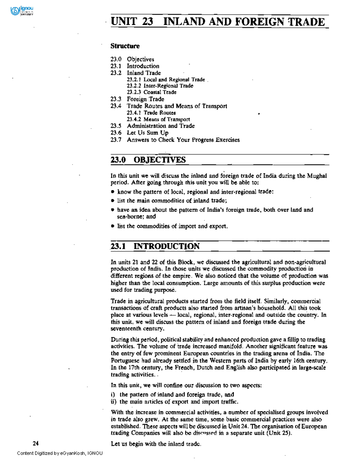 Unit-23 - Summary Bachelor of arts - UNIT 23 INLAND AND FOREIGN TRADE ...