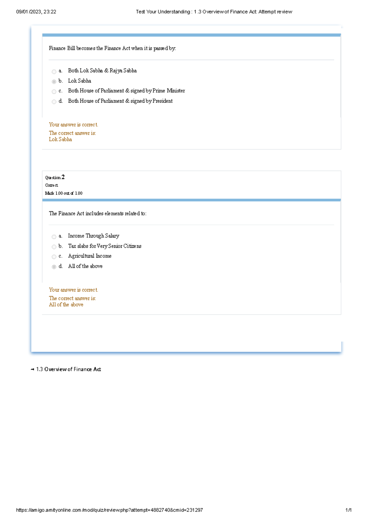 Test Your Understanding 1.3 Overview of Finance Act Attempt review - 09 ...
