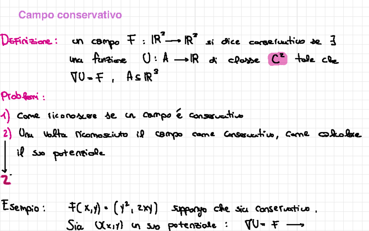 Lezione 7.1 Campi Conservativi - Campo conservativo Definizione : un ...