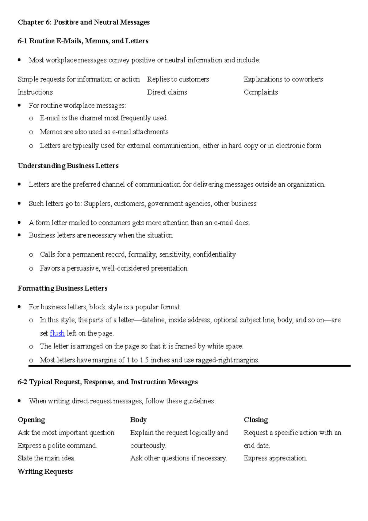 Chapter 6 lí thuyết - Chapter 6: Positive and Neutral Messages 6-1 Routine E-Mails, Memos, and ...