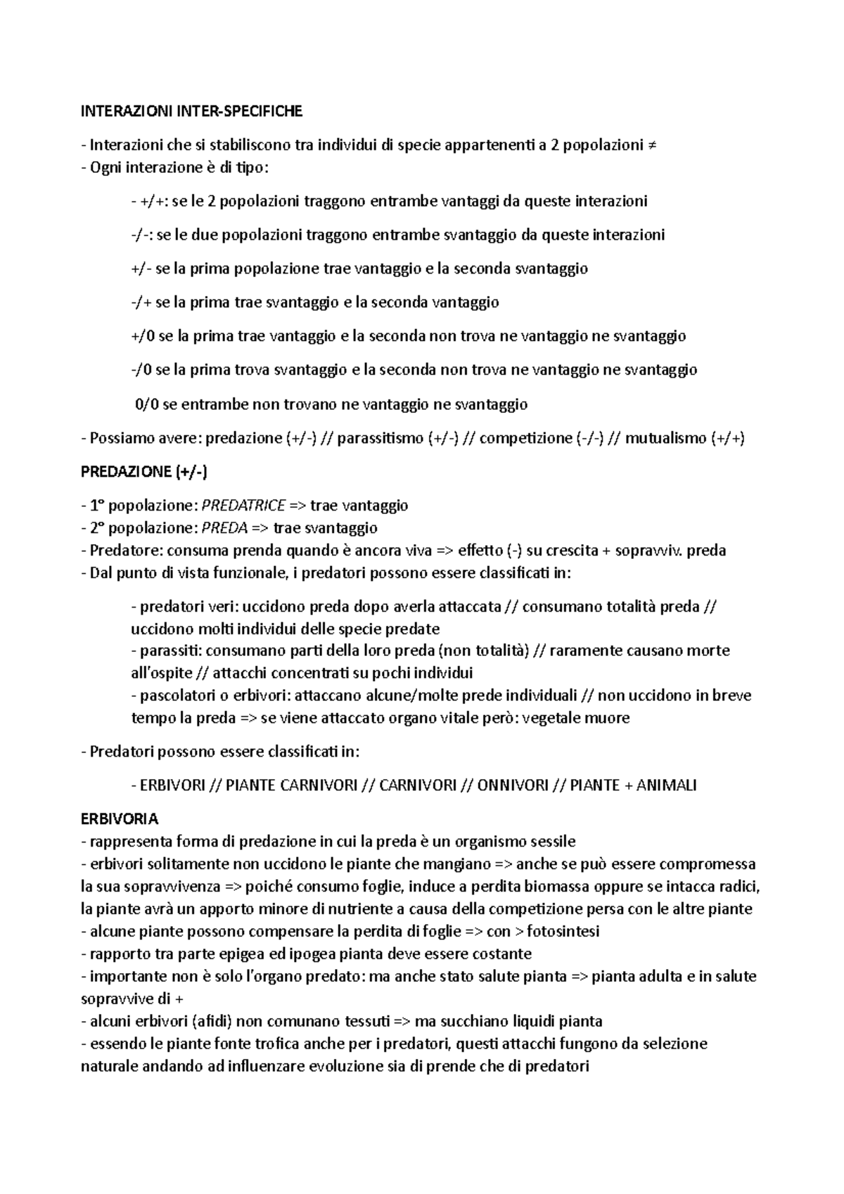 15. Interazioni Interspecifiche - INTERAZIONI INTER-SPECIFICHE ...